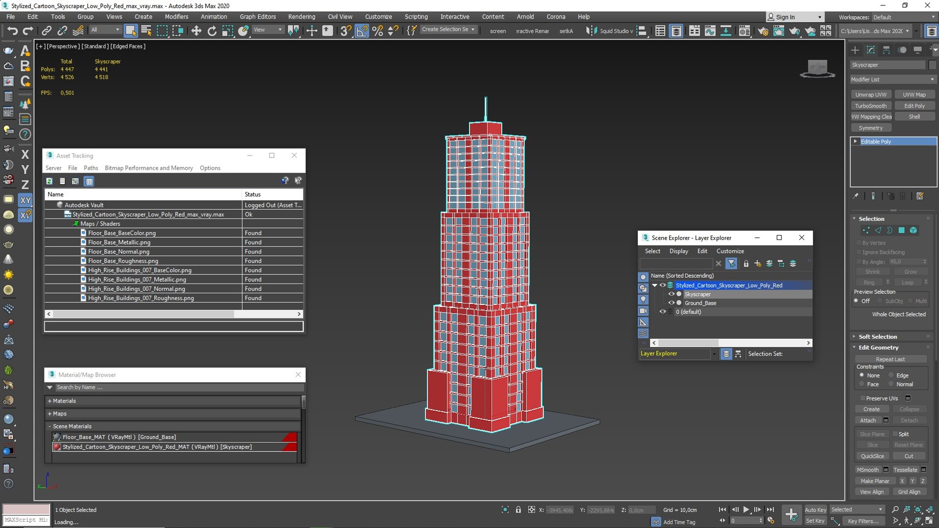 3D Stylized Cartoon Skyscraper Low Poly Red Model - TurboSquid 2416899