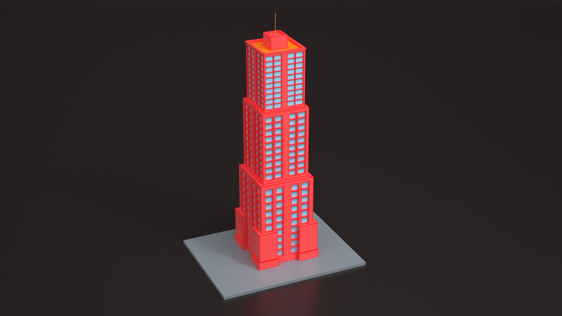 3D Stylized Cartoon Skyscraper Low Poly Red Model - TurboSquid 2416899