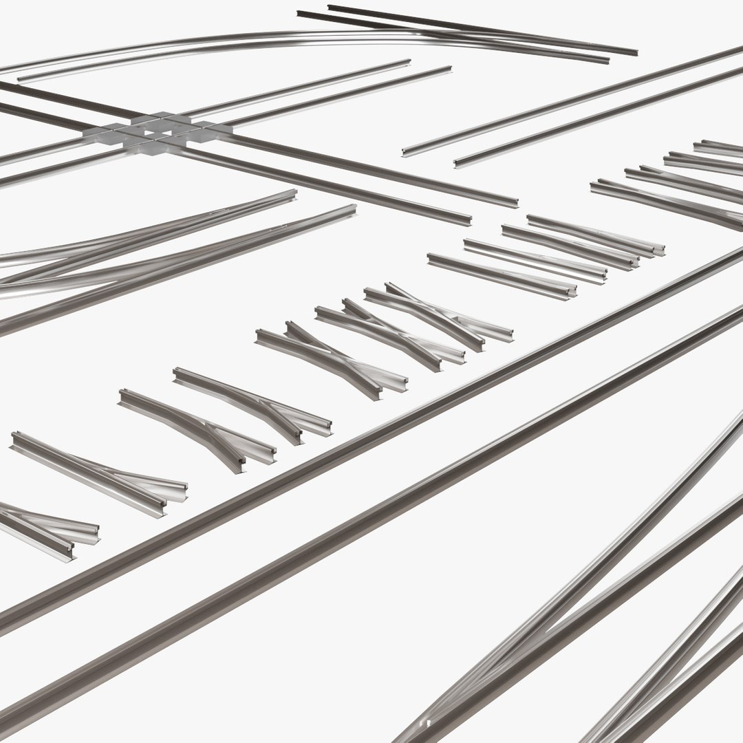 3d Model Collection Of Tram Rails Elements Turbosquid 1961634