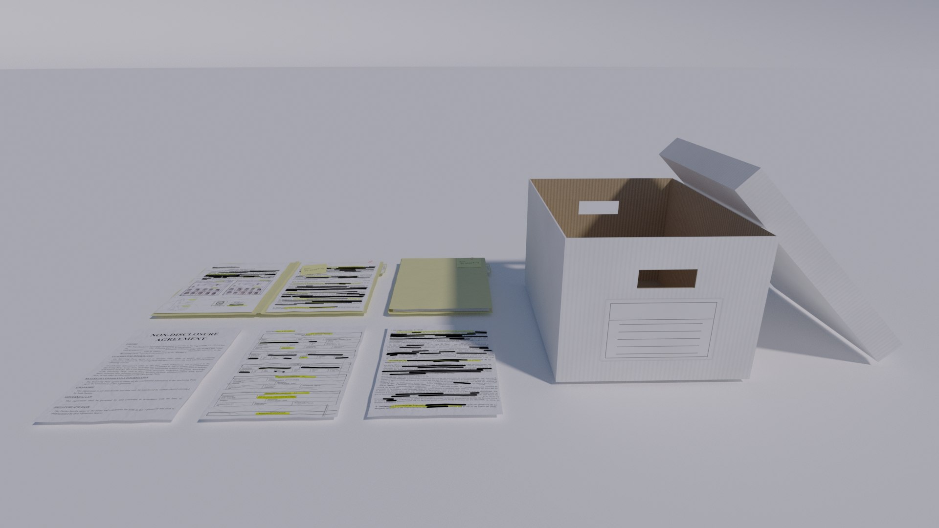 3D Crime Police Investigation Documents Folders And Cardboard Box Model ...