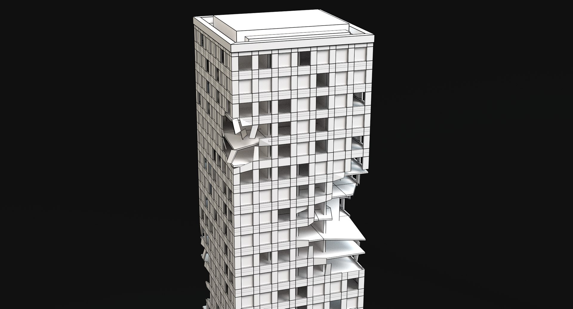 Destroyed Skyscraper Building 3d Max