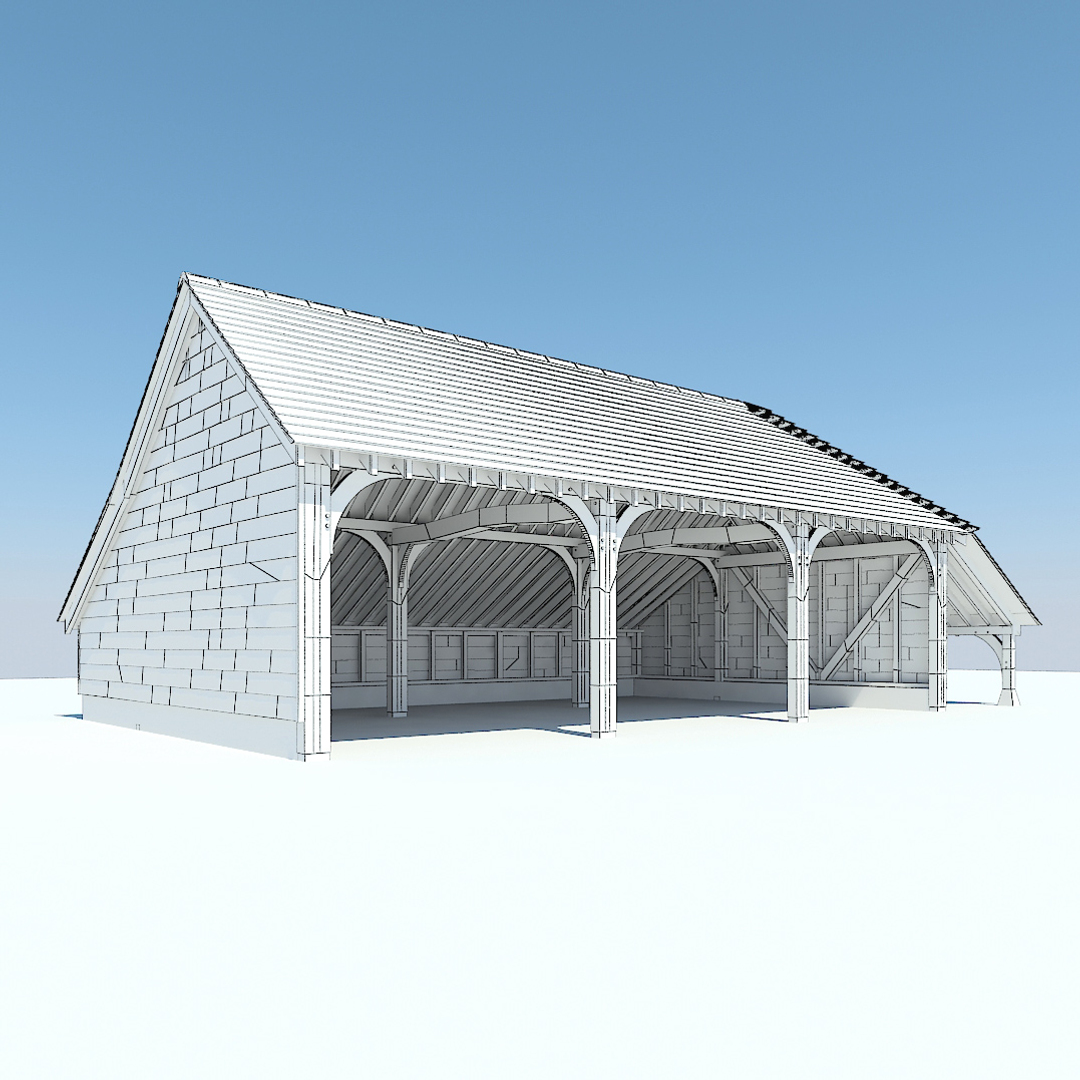 traditional timber framed barn 3d max