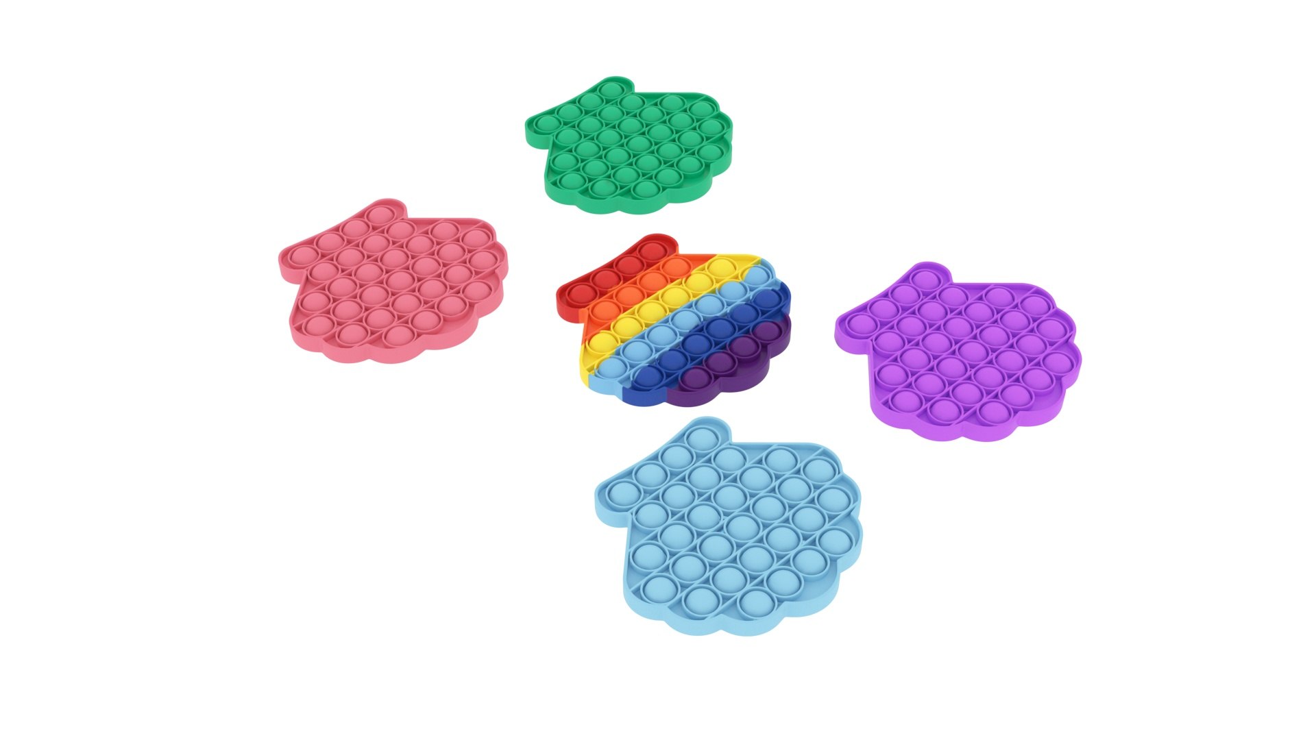 3D Model Shell Pop It Fidget Toys Set - TurboSquid 1779238