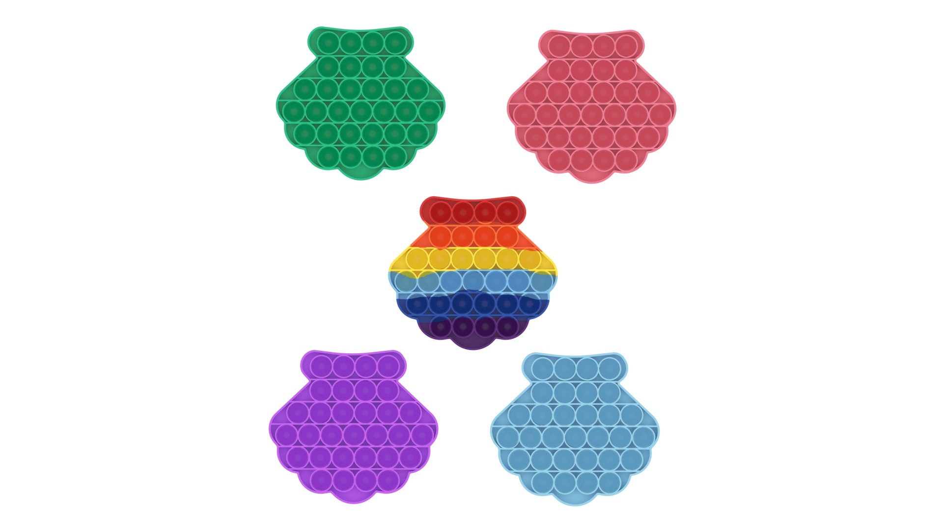 3D Model Shell Pop It Fidget Toys Set - TurboSquid 1779238