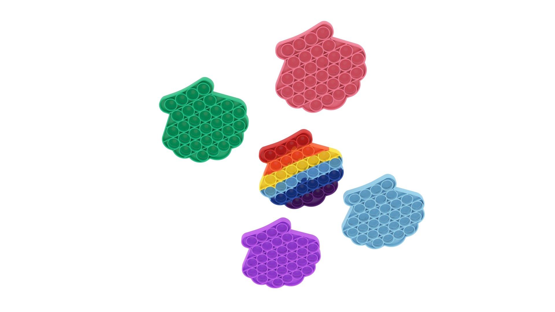 3D Model Shell Pop It Fidget Toys Set - TurboSquid 1779238