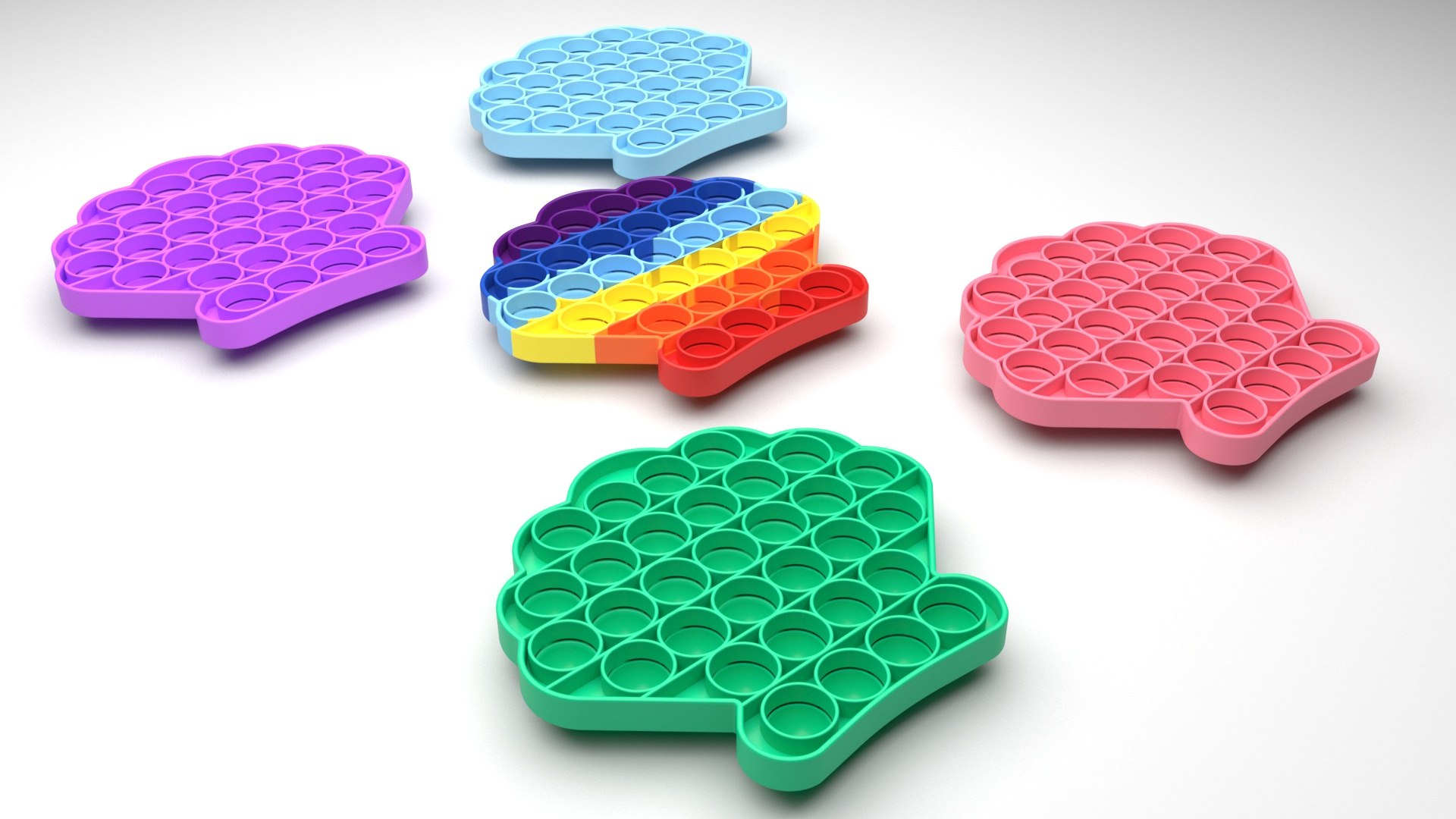 3D Model Shell Pop It Fidget Toys Set - TurboSquid 1779238