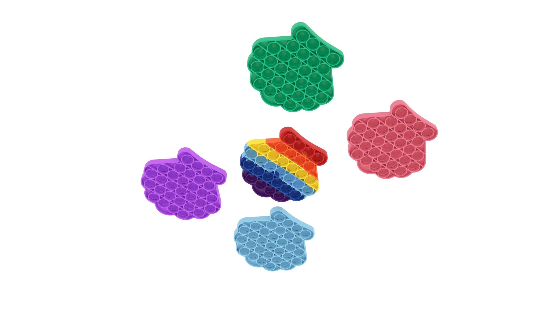 3D Model Shell Pop It Fidget Toys Set - TurboSquid 1779238