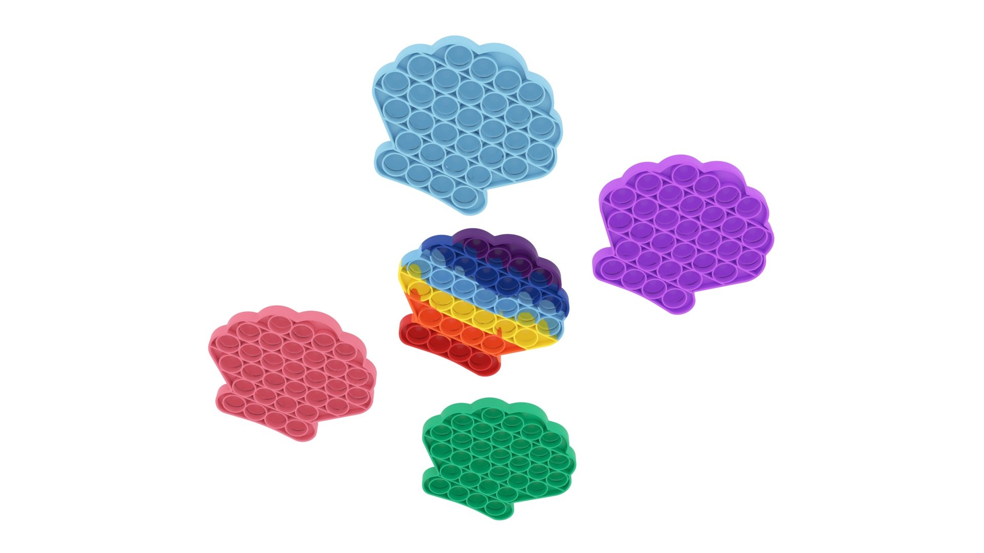 3D Model Shell Pop It Fidget Toys Set - TurboSquid 1779238
