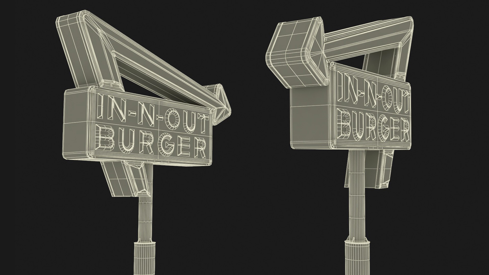 In N Out Burger Pole Sign Light 3D Model - TurboSquid 2280223