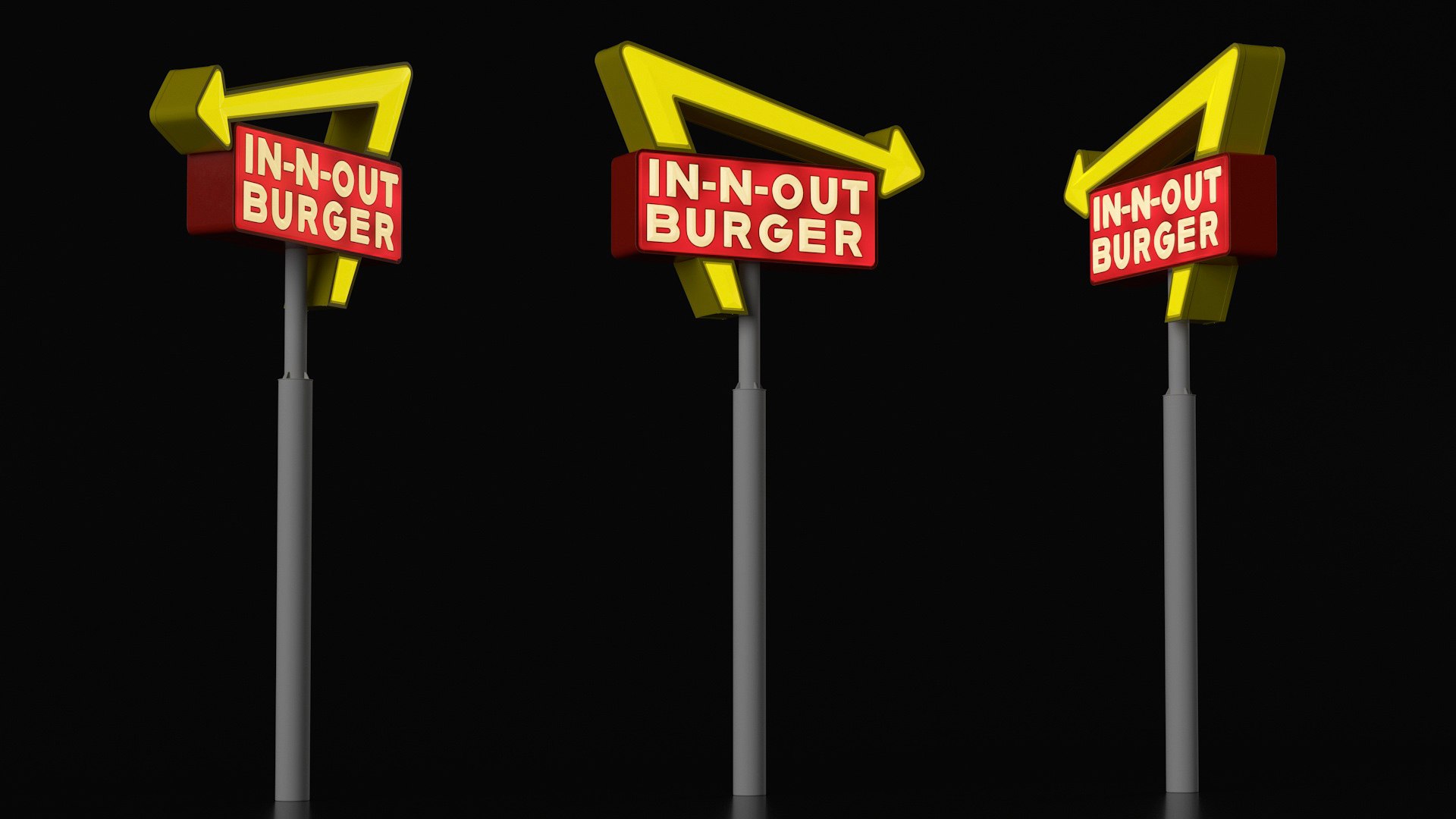 In N Out Burger Pole Sign Light 3D Model - TurboSquid 2280223