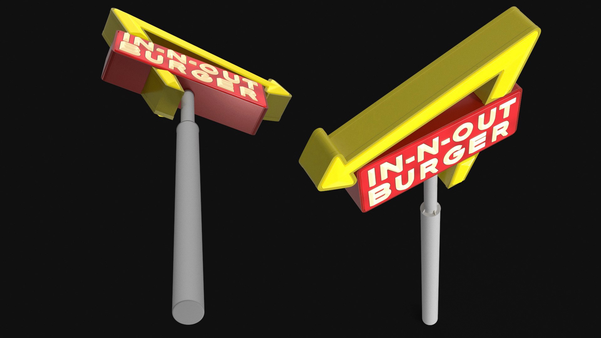 In N Out Burger Pole Sign Light 3D Model - TurboSquid 2280223