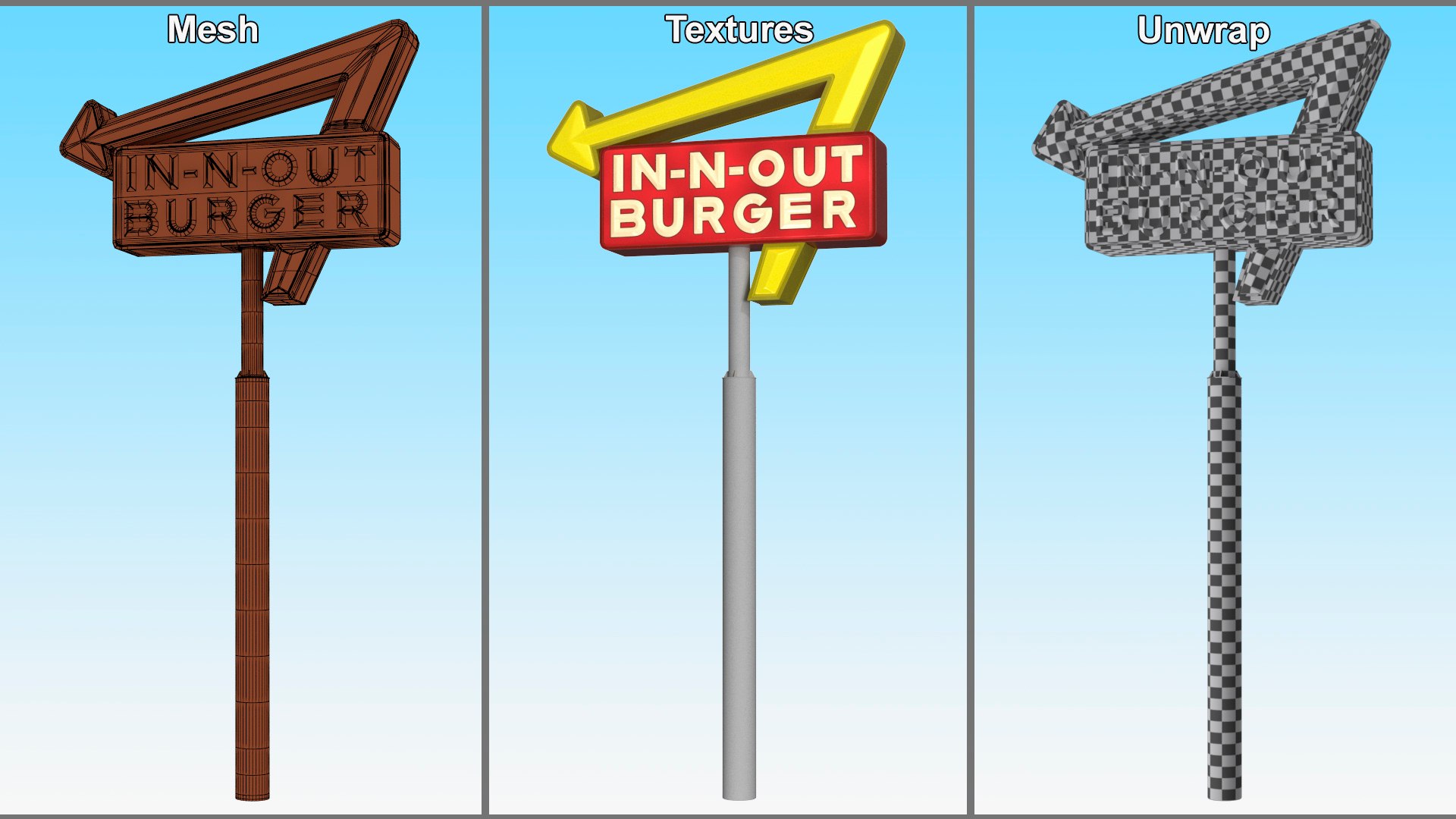 In N Out Burger Pole Sign Light 3D Model - TurboSquid 2280223