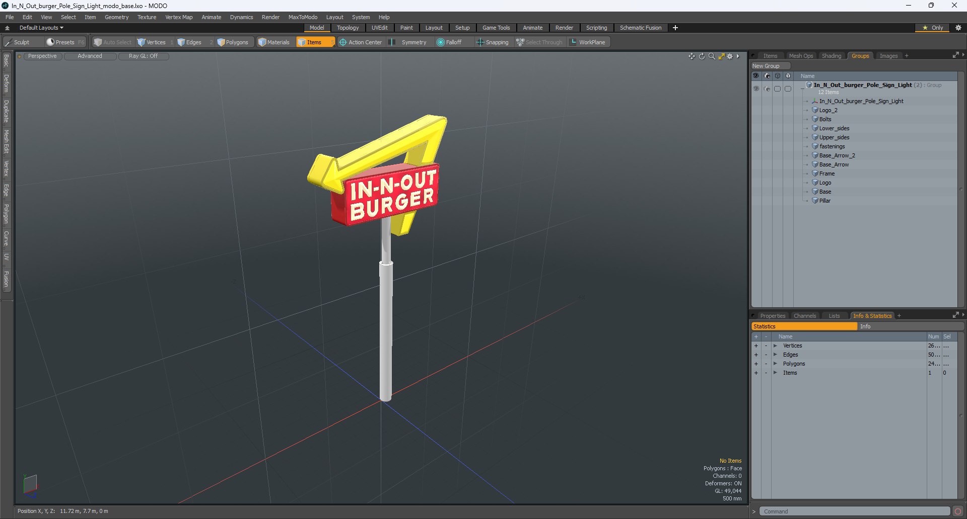 In N Out Burger Pole Sign Light 3D Model - TurboSquid 2280223