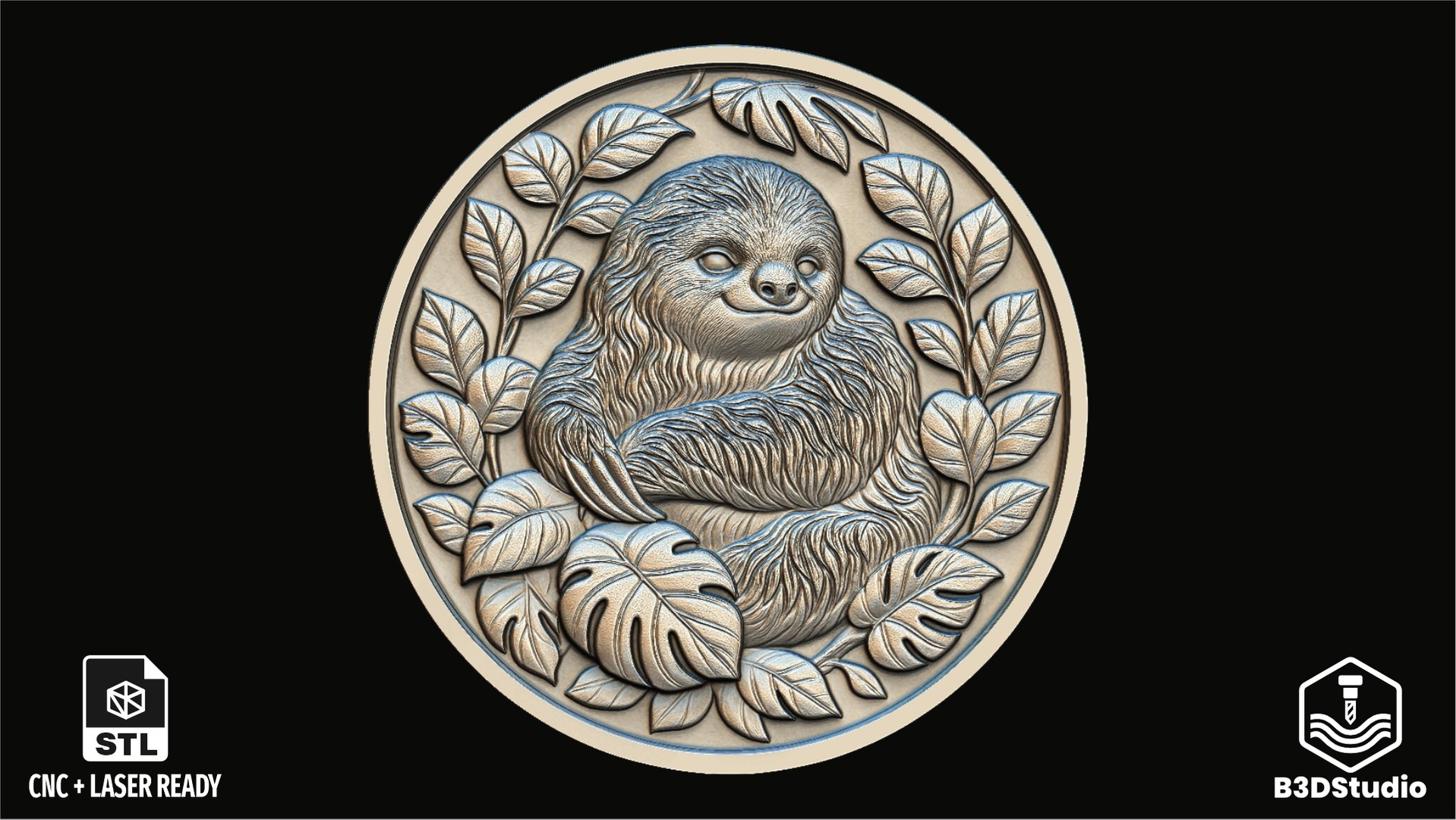 High Detail Sloth Relief For CNC Laser And 3D Print STL File 4K Grayscale TIF 3D - TurboSquid ...