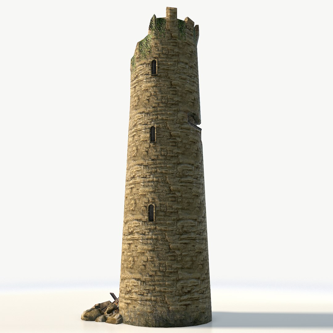 3d model old medieval stone tower