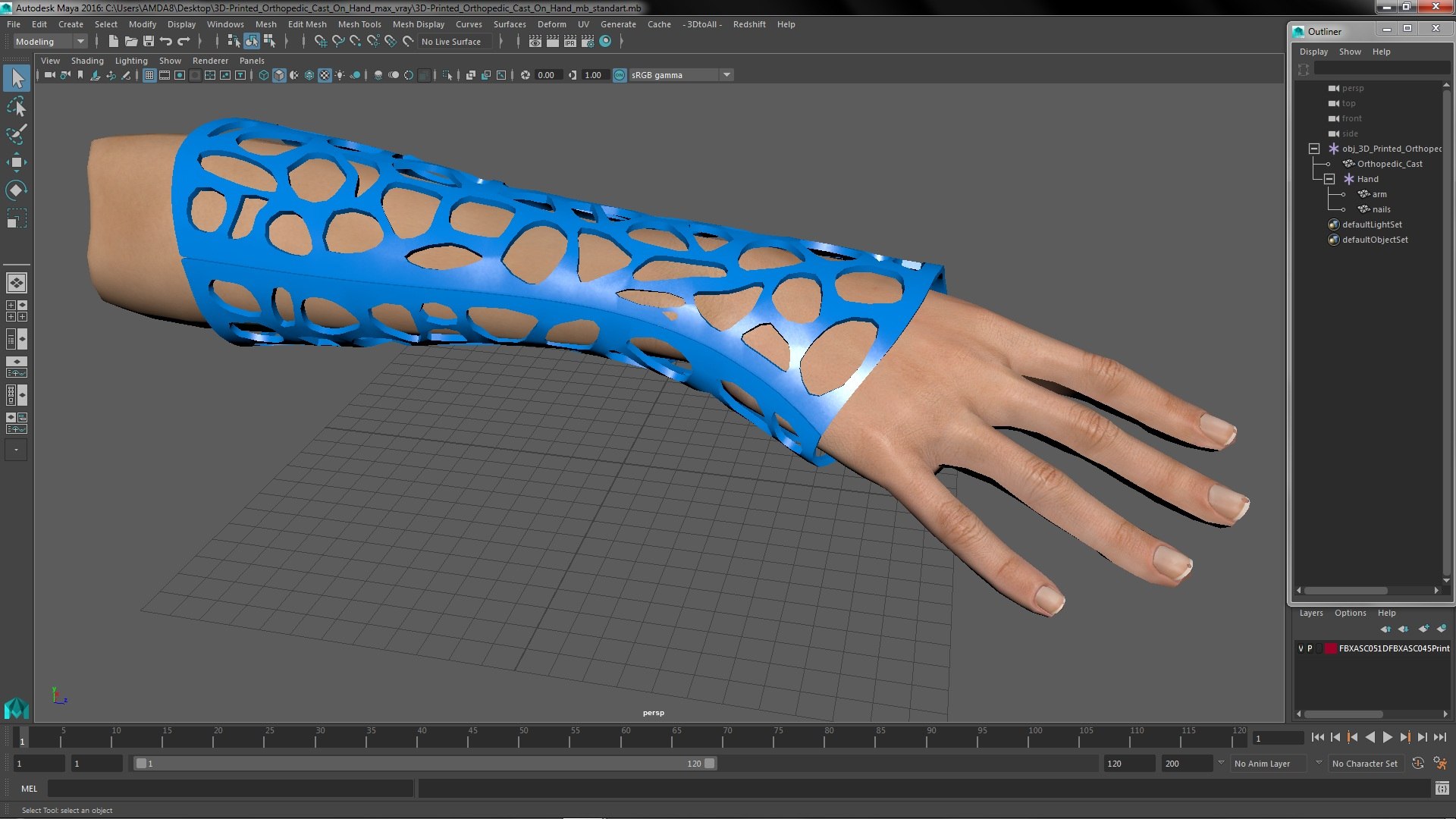 3D 3D-Printed Orthopedic Cast On Hand - TurboSquid 1900345