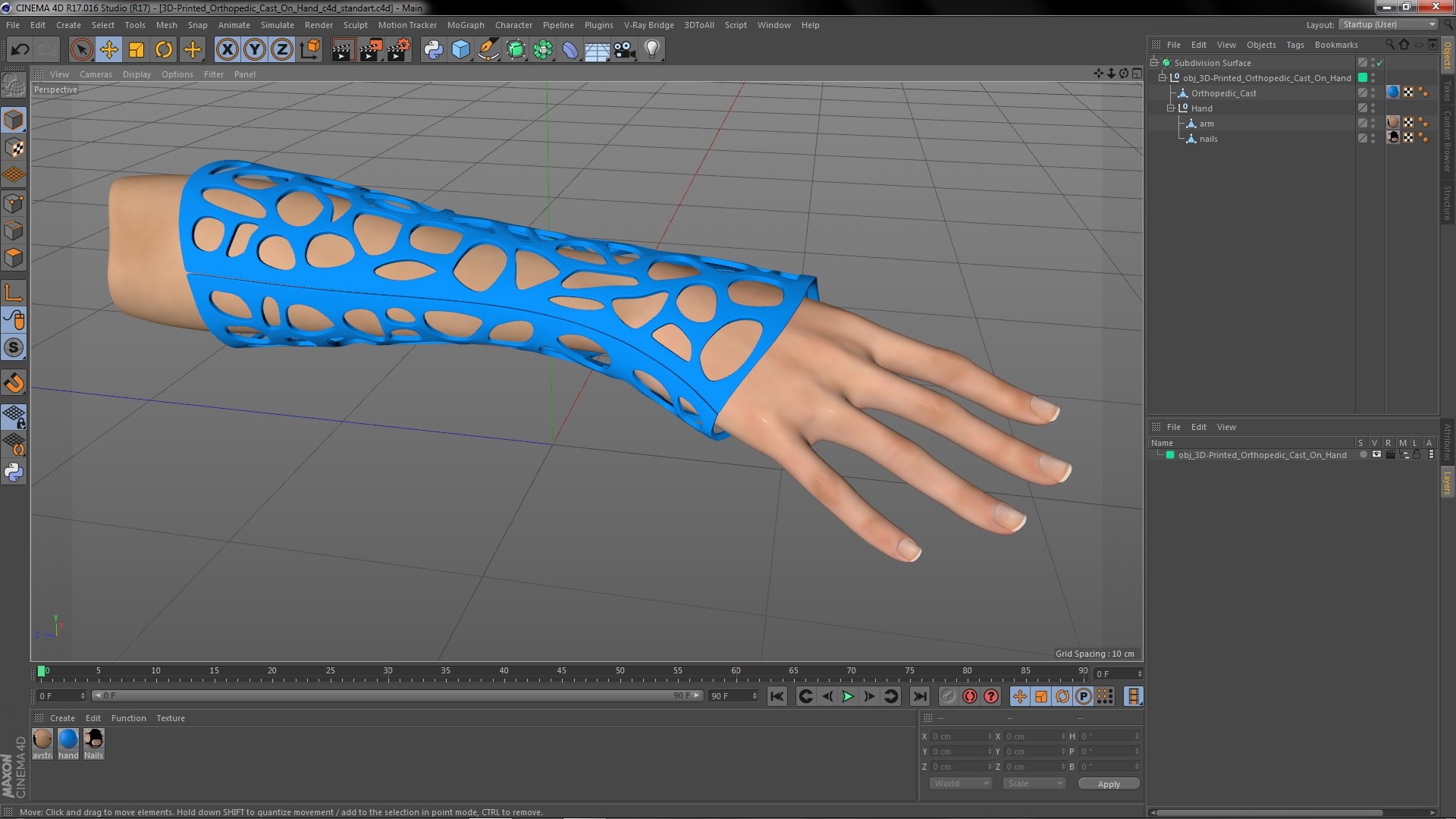 3D 3D-Printed Orthopedic Cast On Hand - TurboSquid 1900345