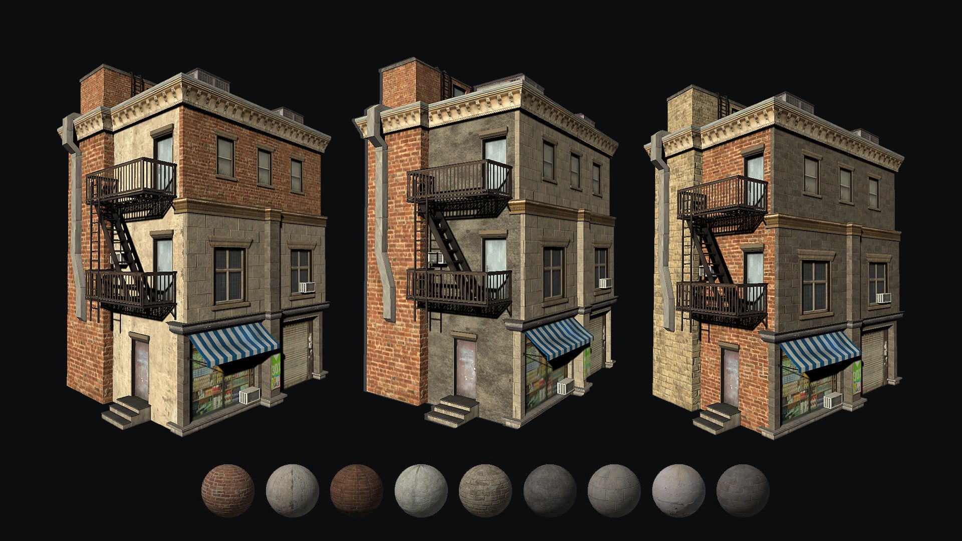 Customizable City Building Low-poly 3D Model Type2 3D Model ...