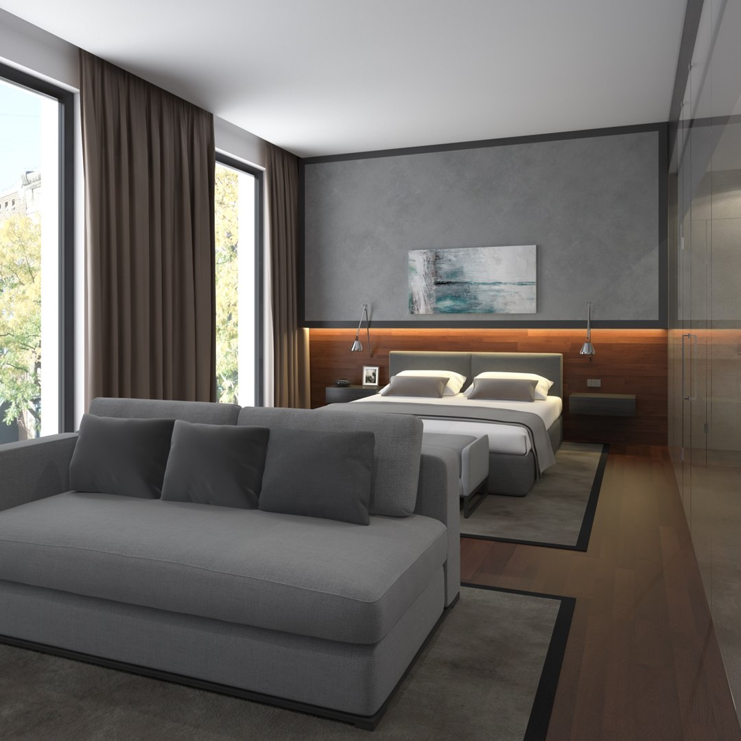 Scene Modern Hotel Room 3d Model