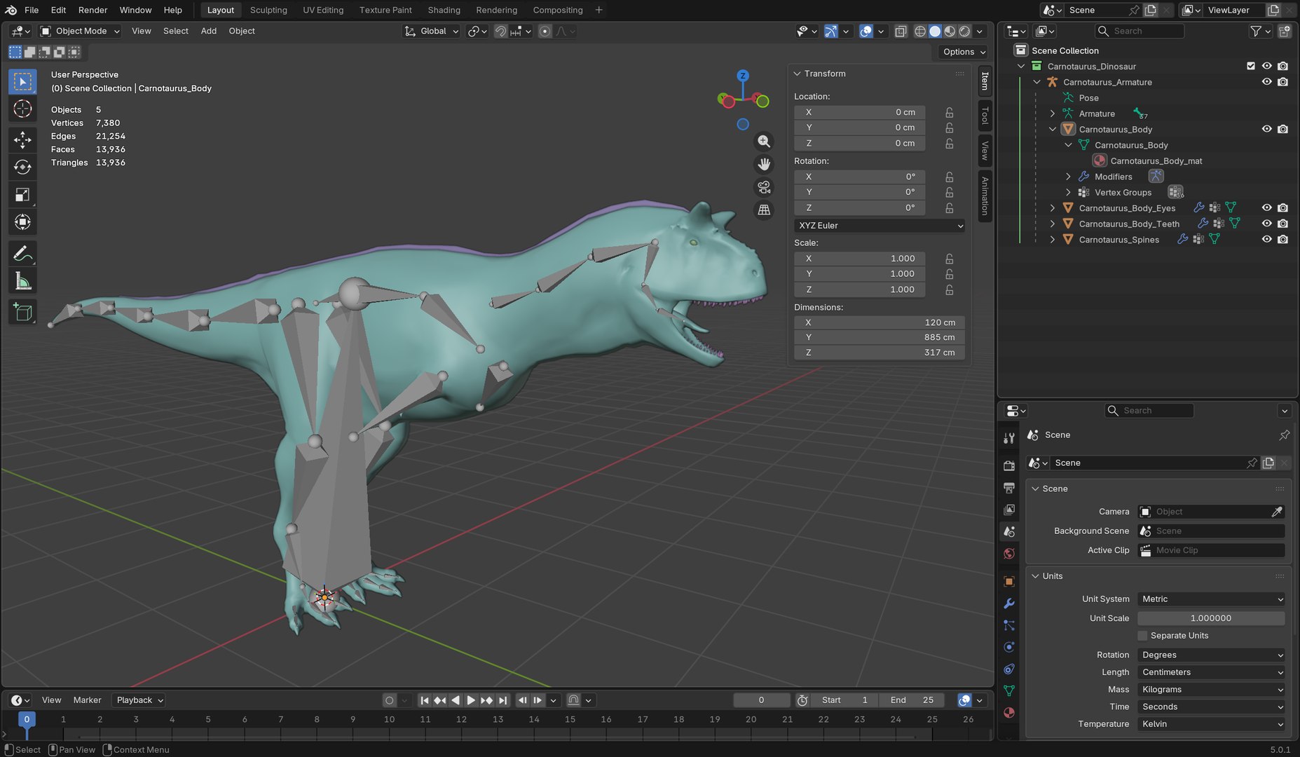 Carnotaurus - Dinosaur 3D Model - TurboSquid 2519958