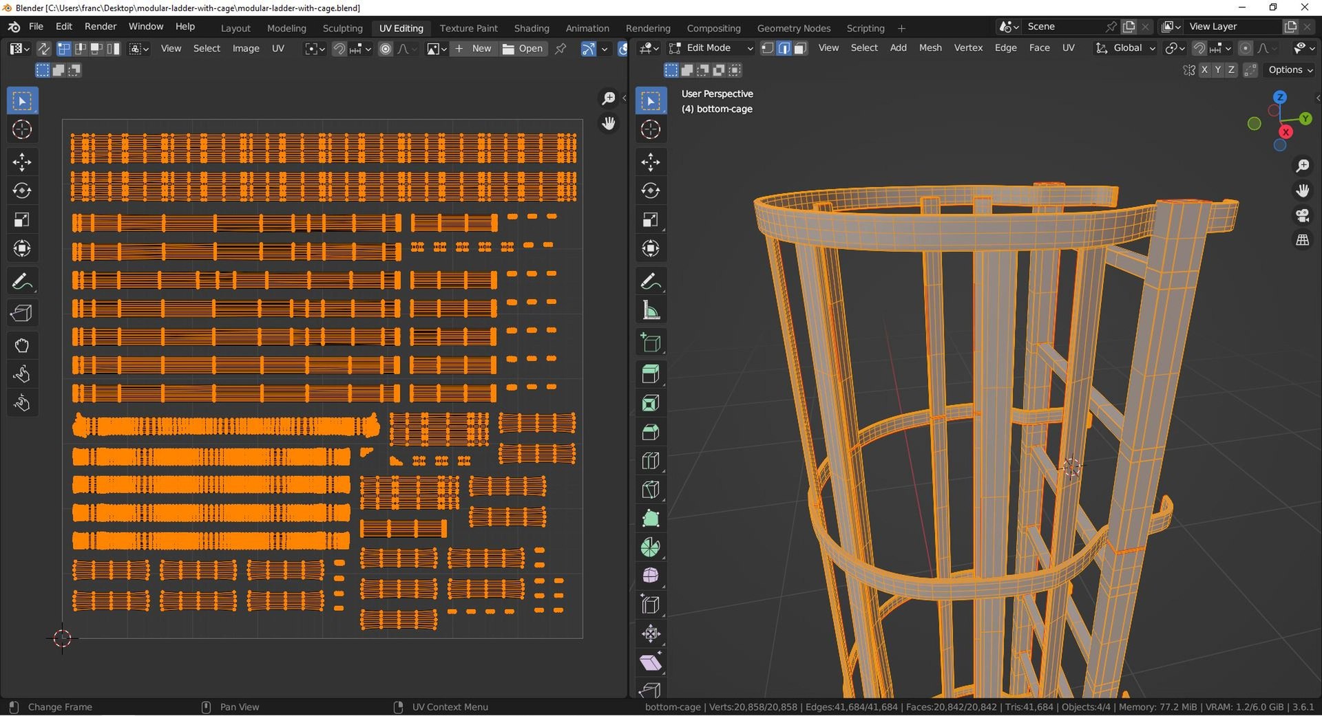 3D Modular Ladder With Cage Model - TurboSquid 2149711