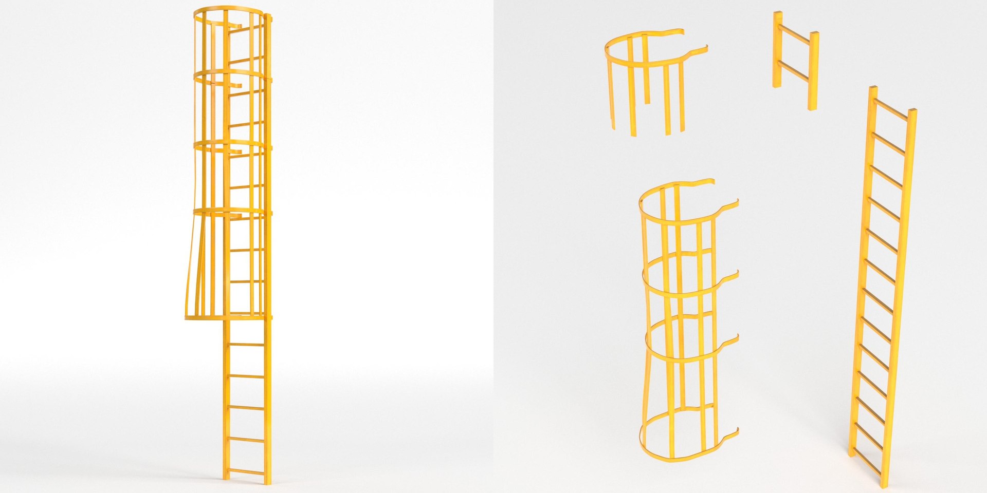 3D Modular Ladder With Cage Model - TurboSquid 2149711