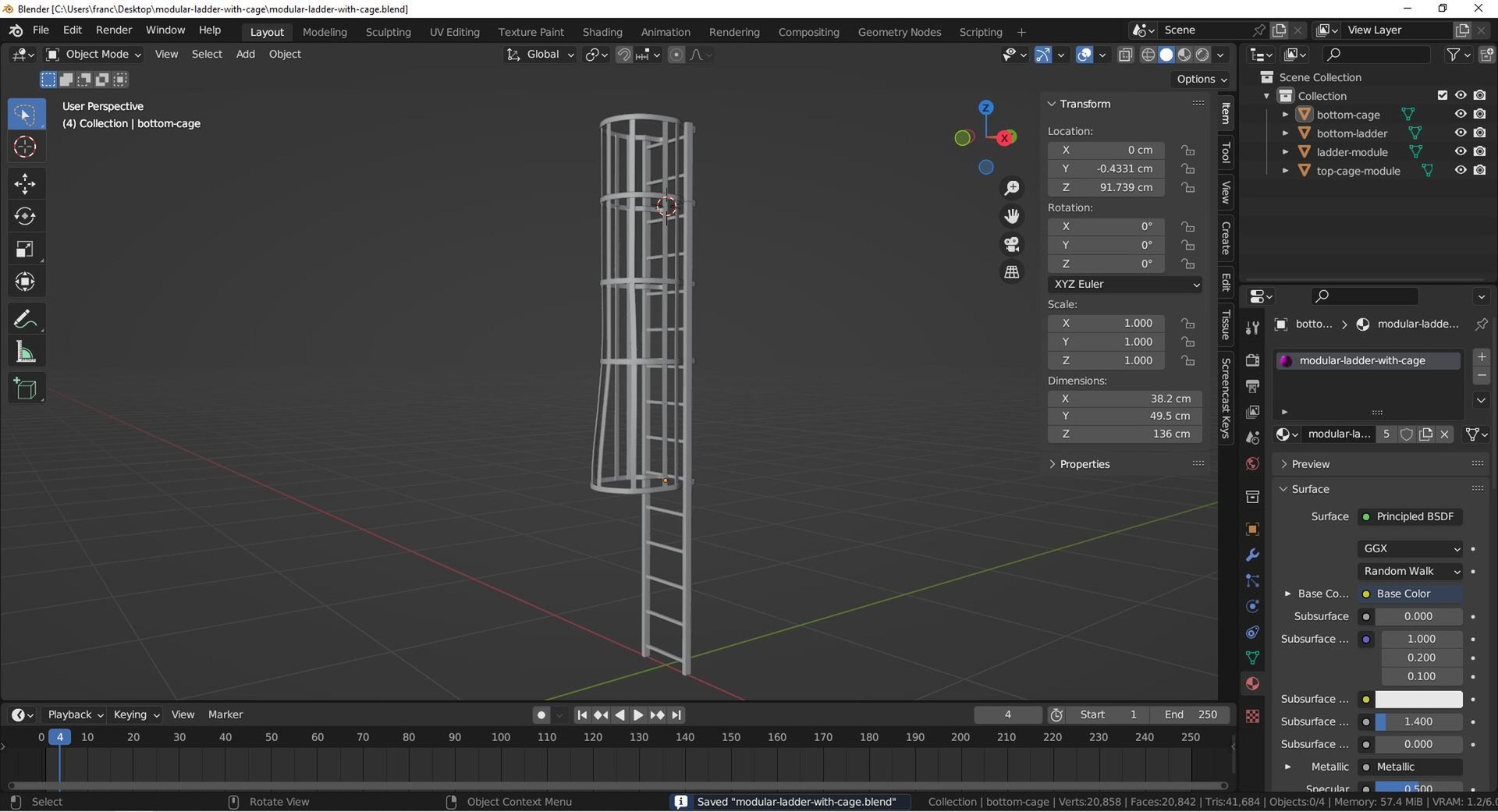 3D Modular Ladder With Cage Model - TurboSquid 2149711
