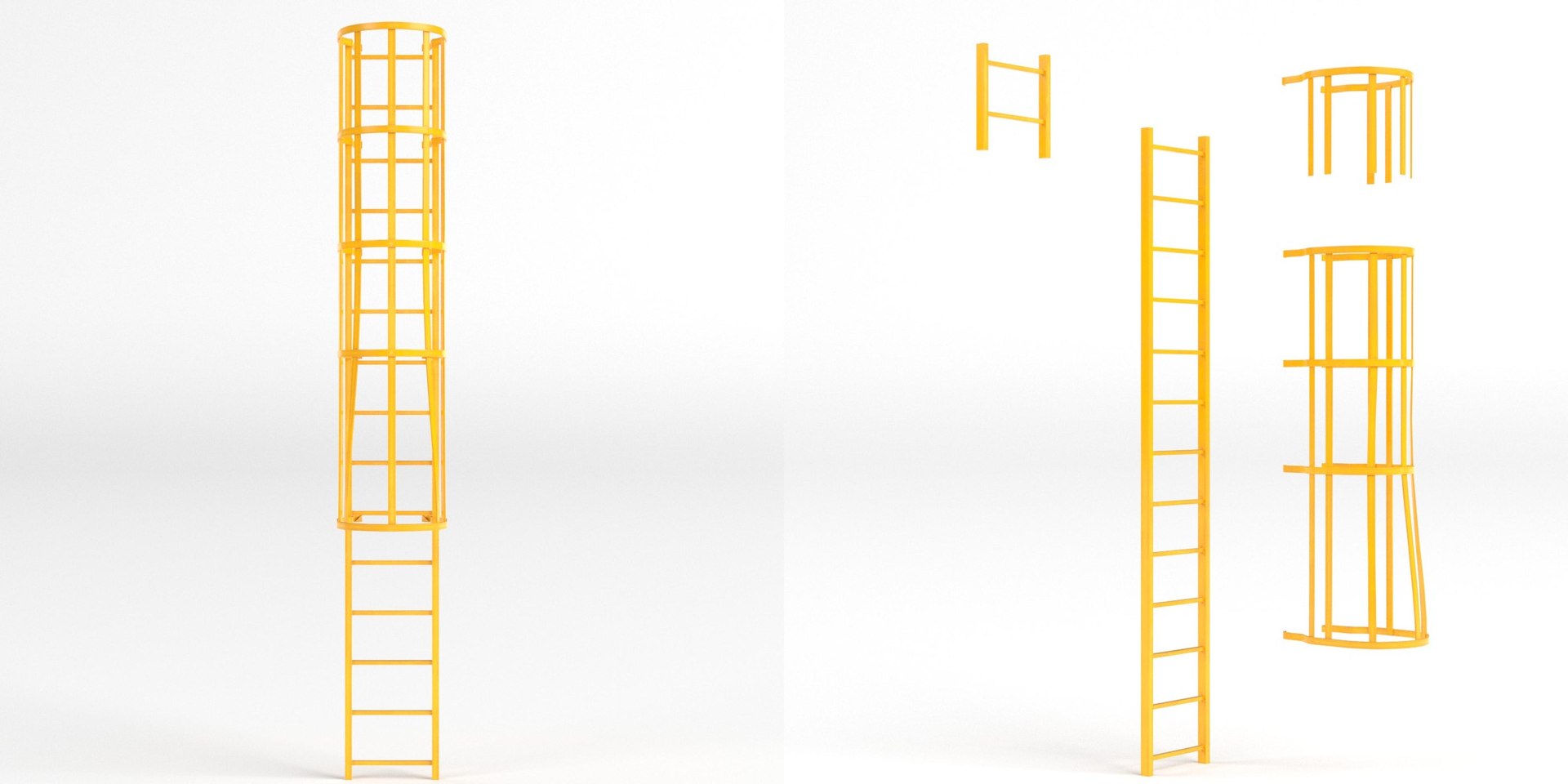 3D Modular Ladder With Cage Model - TurboSquid 2149711