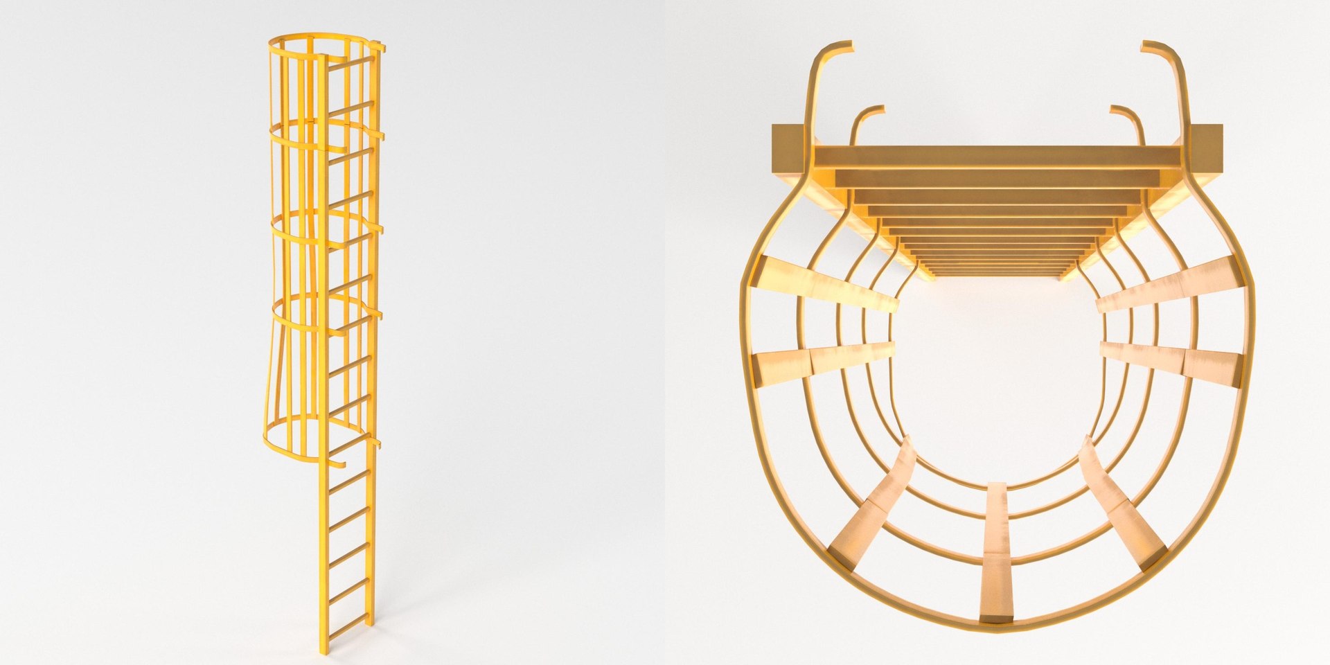 3D Modular Ladder With Cage Model - TurboSquid 2149711