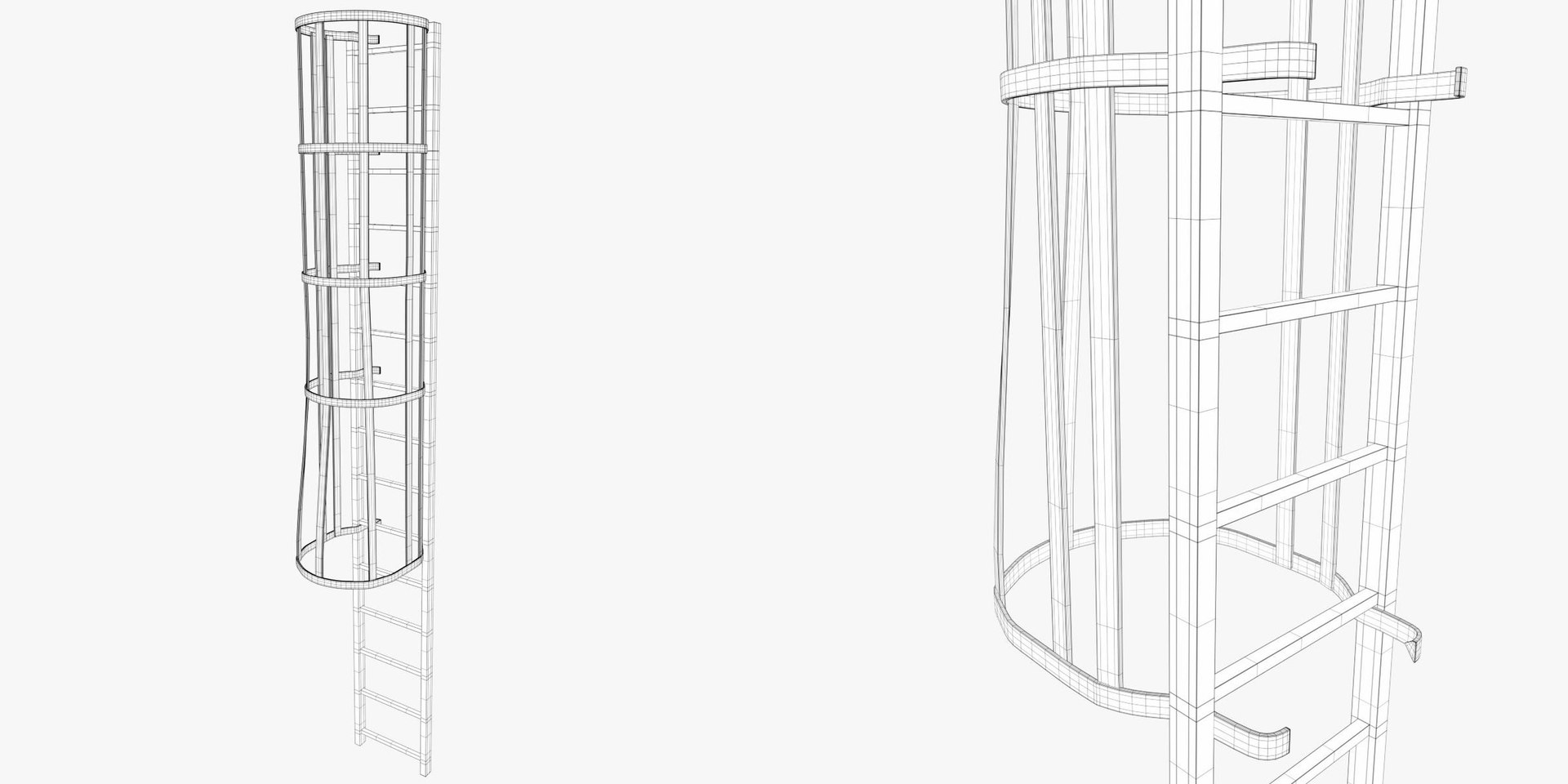 3D Modular Ladder With Cage Model - TurboSquid 2149711
