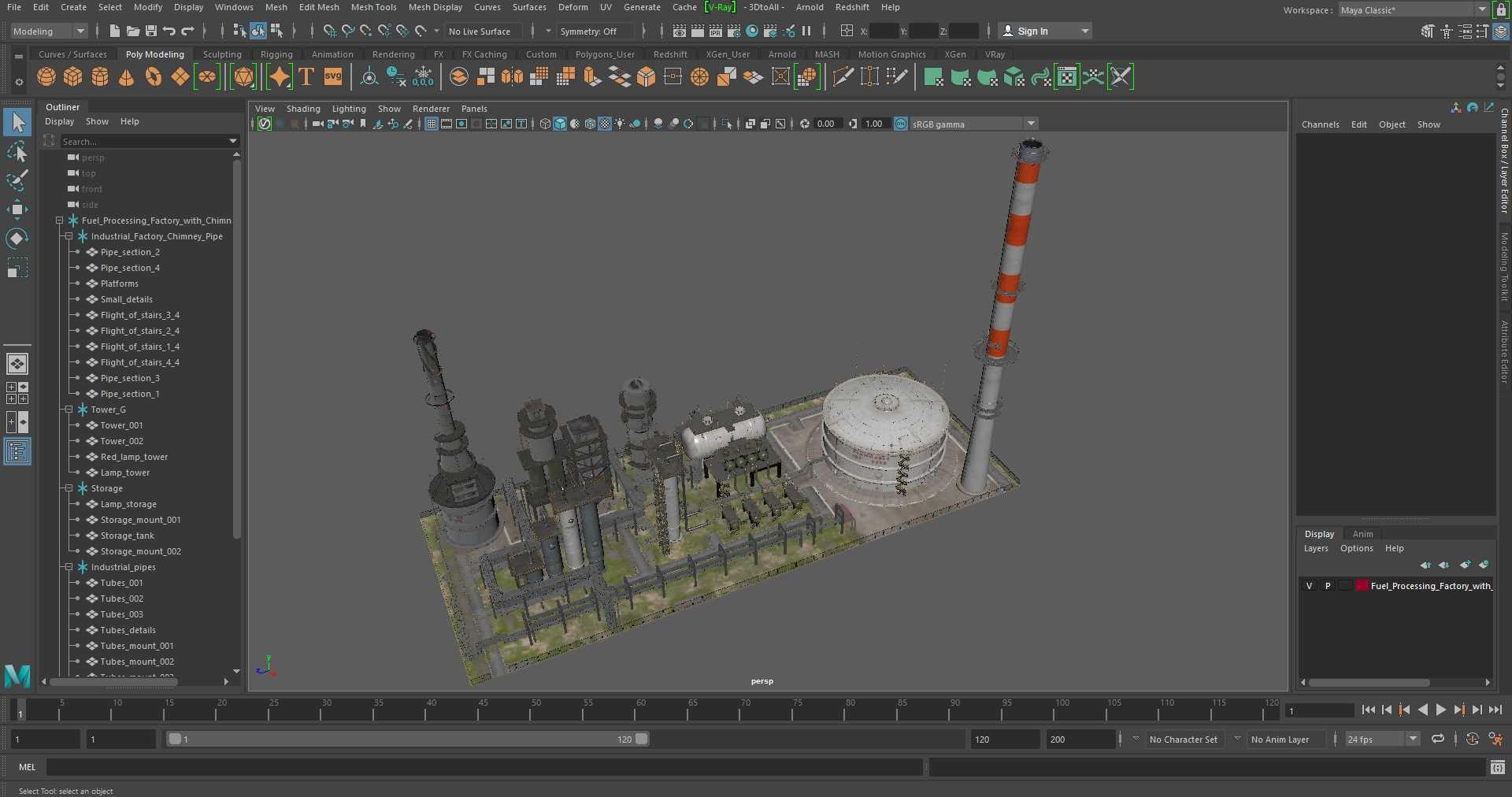 Fuel Processing Factory With Chimney Pipe 3D - TurboSquid 2371604