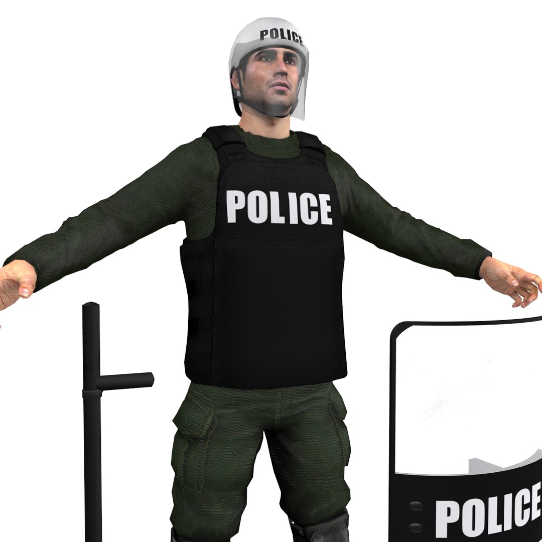 riot police officer 3d model