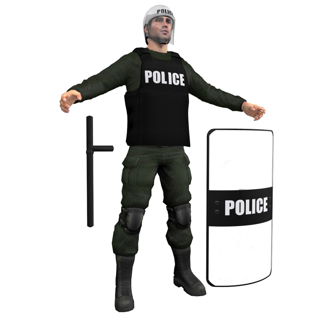 riot police officer 3d model