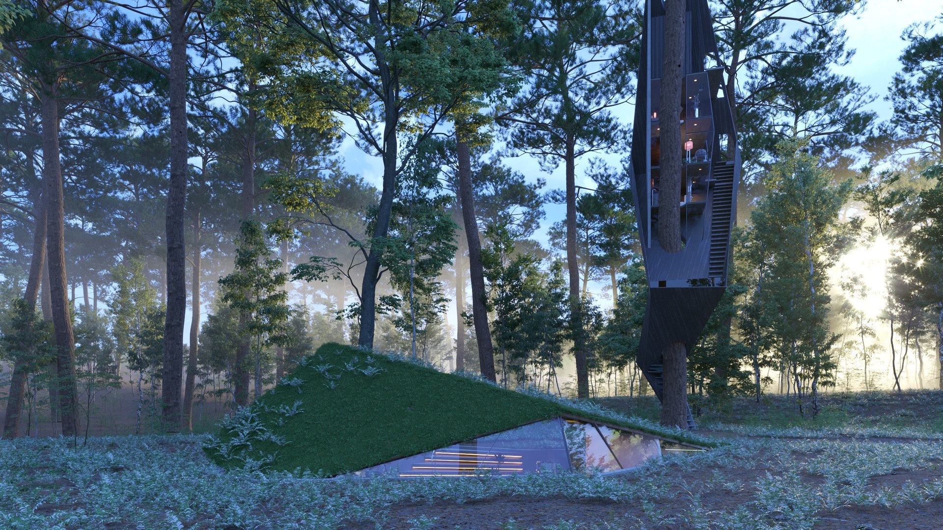 Treehouse In The Forest Jungle 4k Vid Full Project Presentation 3D ...