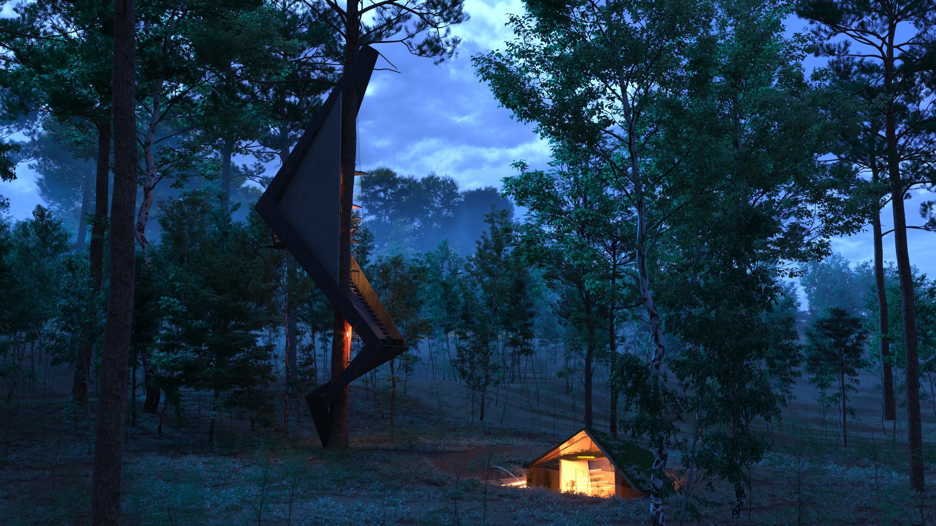 Treehouse In The Forest Jungle 4k Vid Full Project Presentation 3D ...