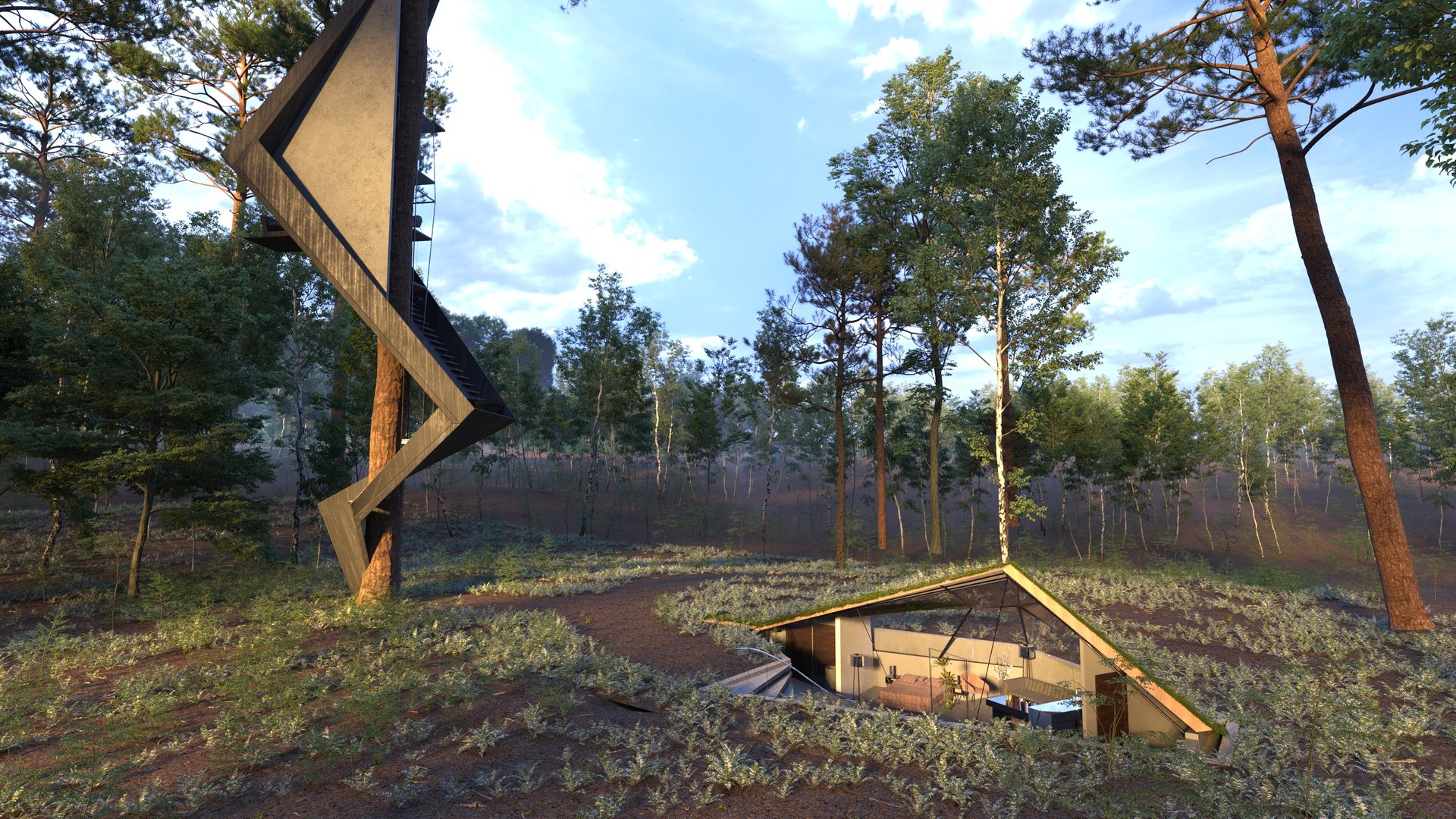 Treehouse In The Forest Jungle 4k Vid Full Project Presentation 3D ...