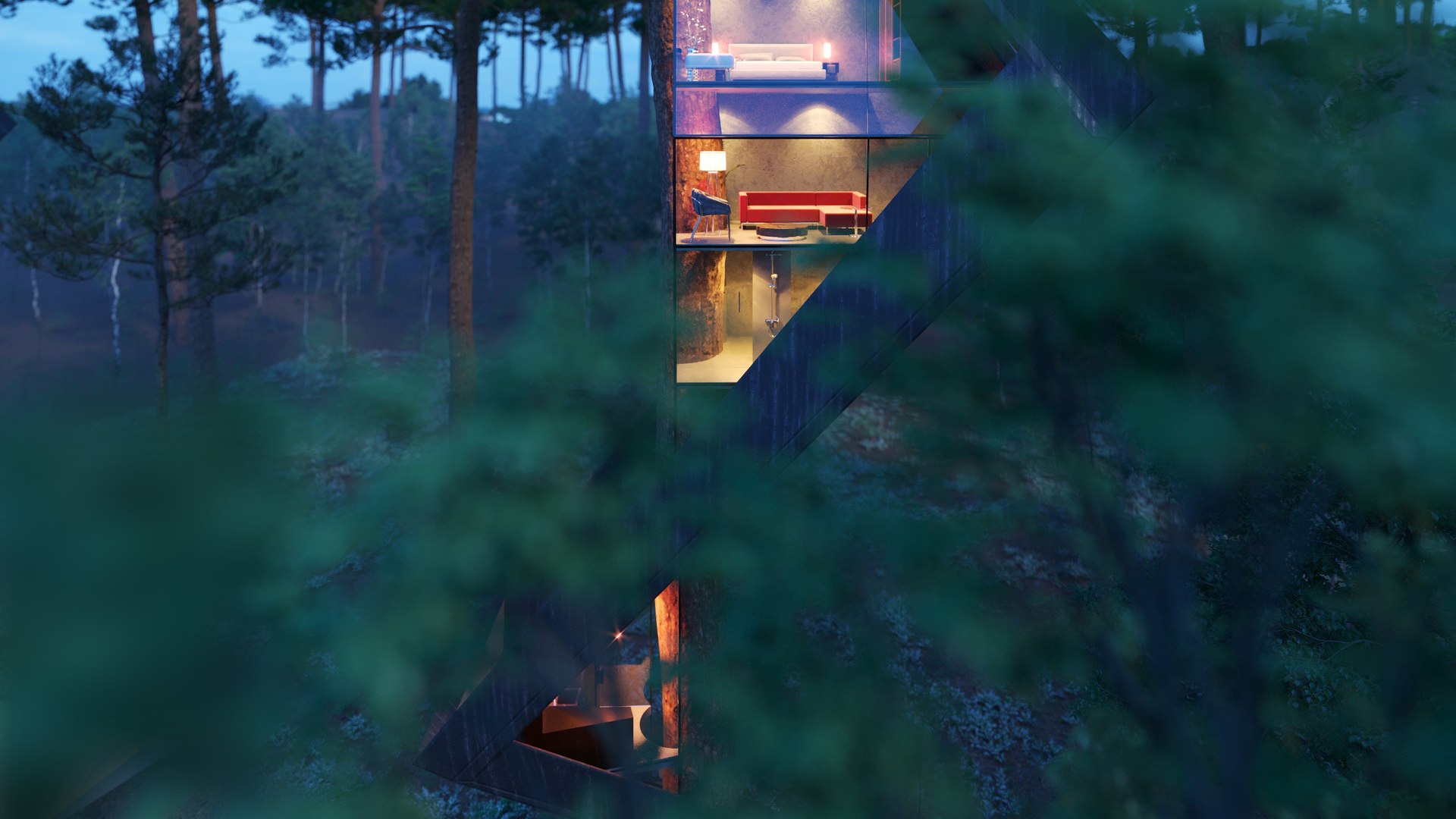 Treehouse In The Forest Jungle 4k Vid Full Project Presentation 3D ...