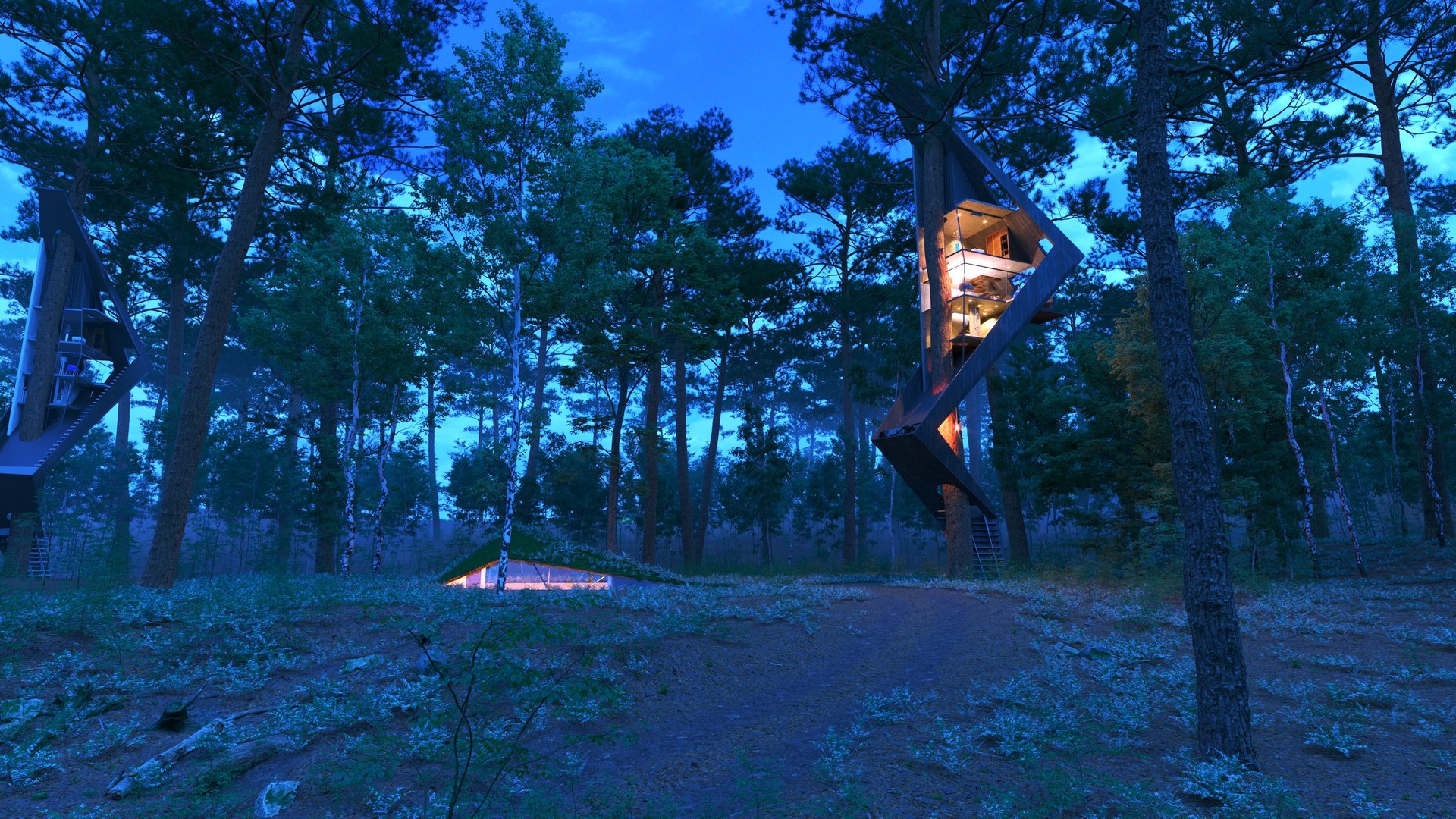 Treehouse In The Forest Jungle 4k Vid Full Project Presentation 3D ...