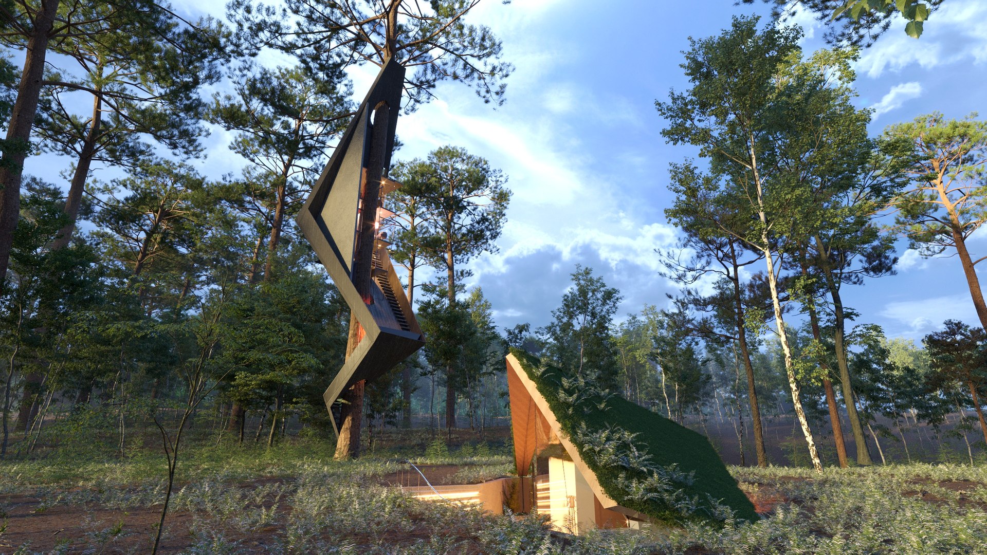 Treehouse In The Forest Jungle 4k Vid Full Project Presentation 3D ...