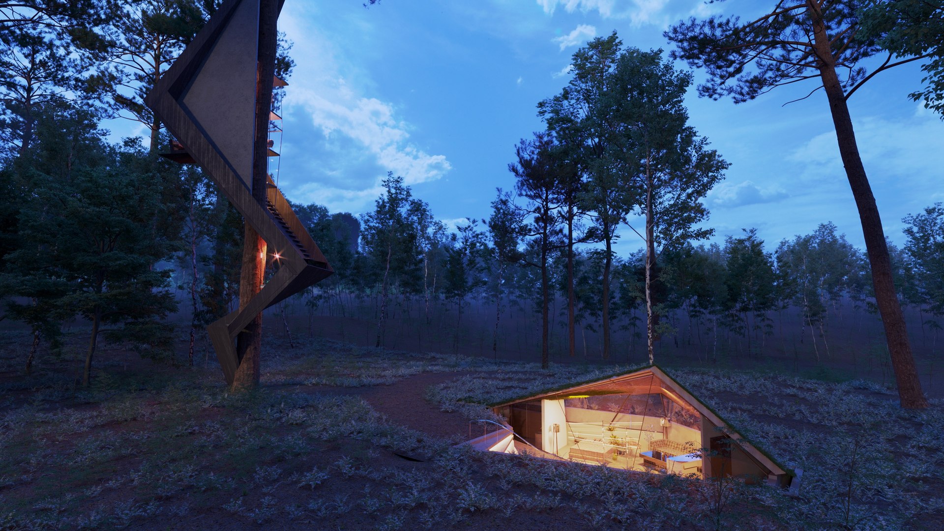 Treehouse In The Forest Jungle 4k Vid Full Project Presentation 3D ...