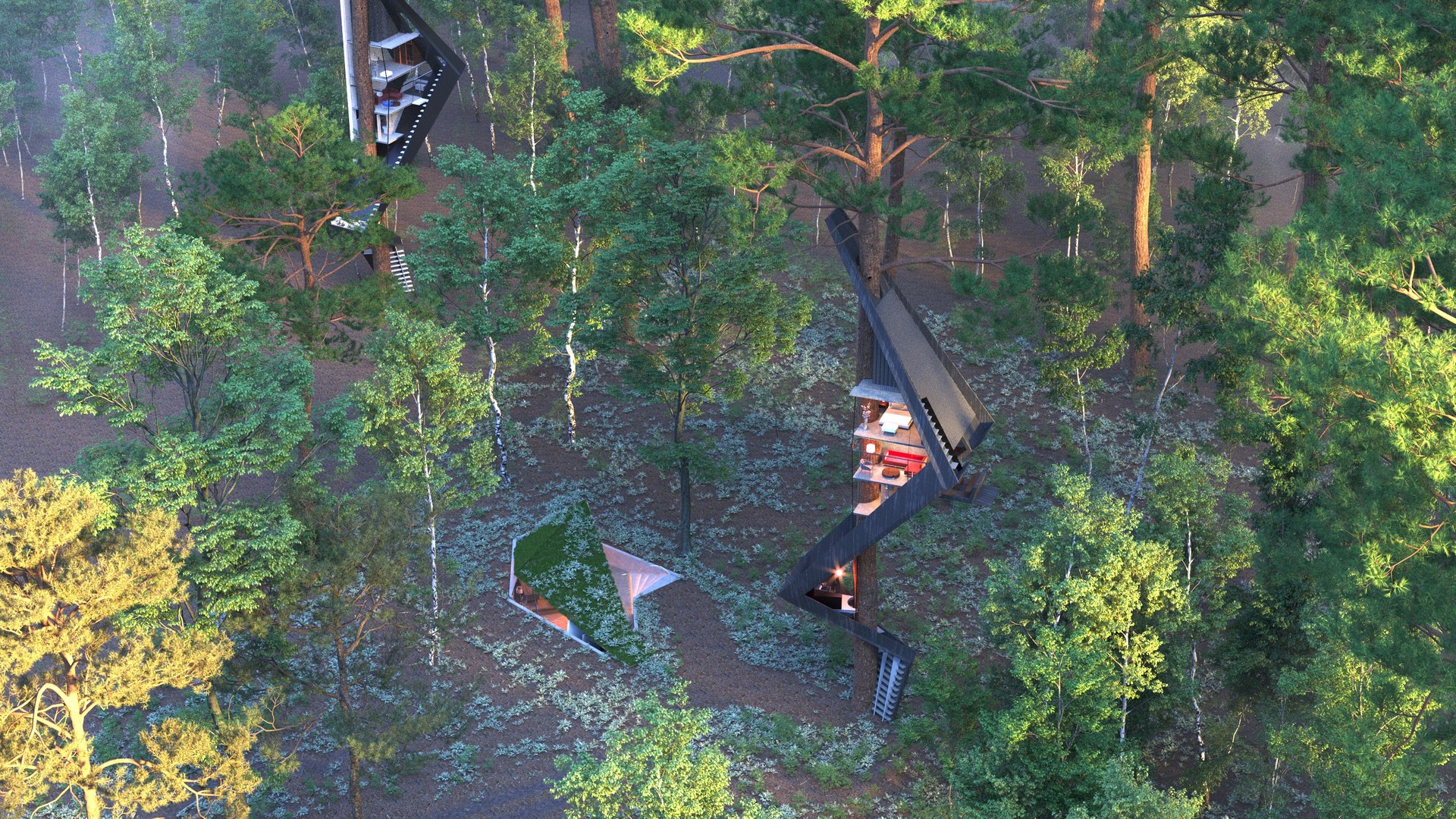 Treehouse In The Forest Jungle 4k Vid Full Project Presentation 3D ...