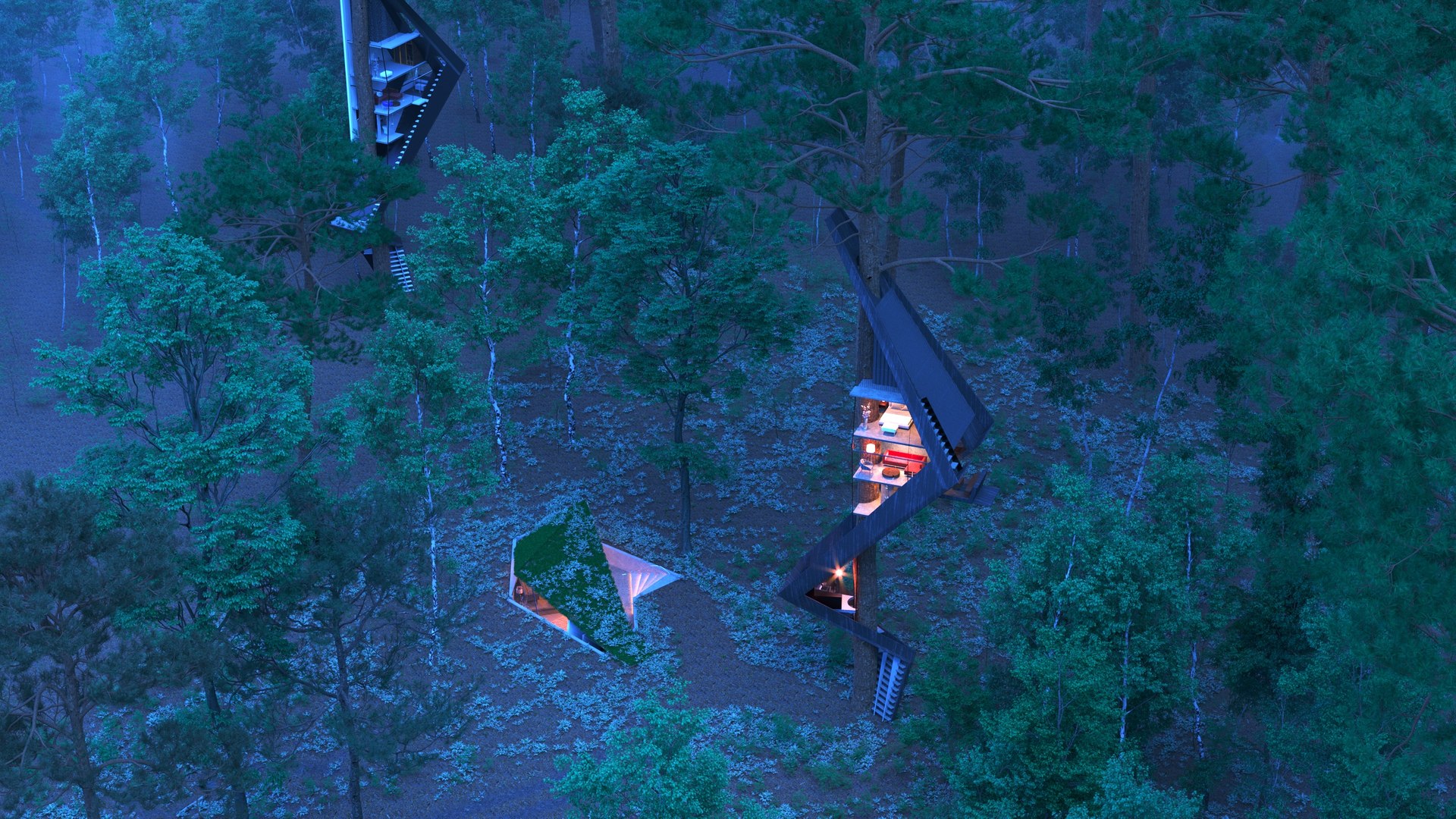 Treehouse In The Forest Jungle 4k Vid Full Project Presentation 3D ...