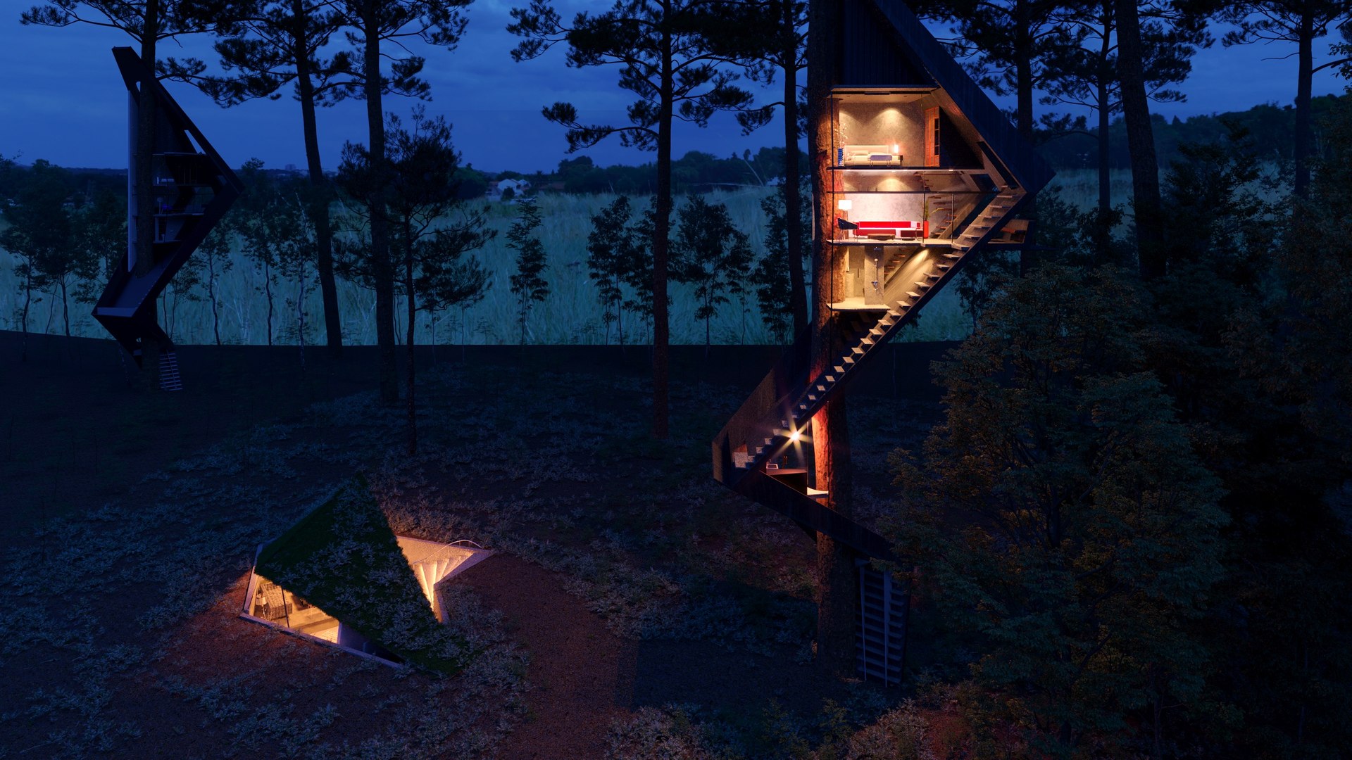 Treehouse In The Forest Jungle 4k Vid Full Project Presentation 3D ...