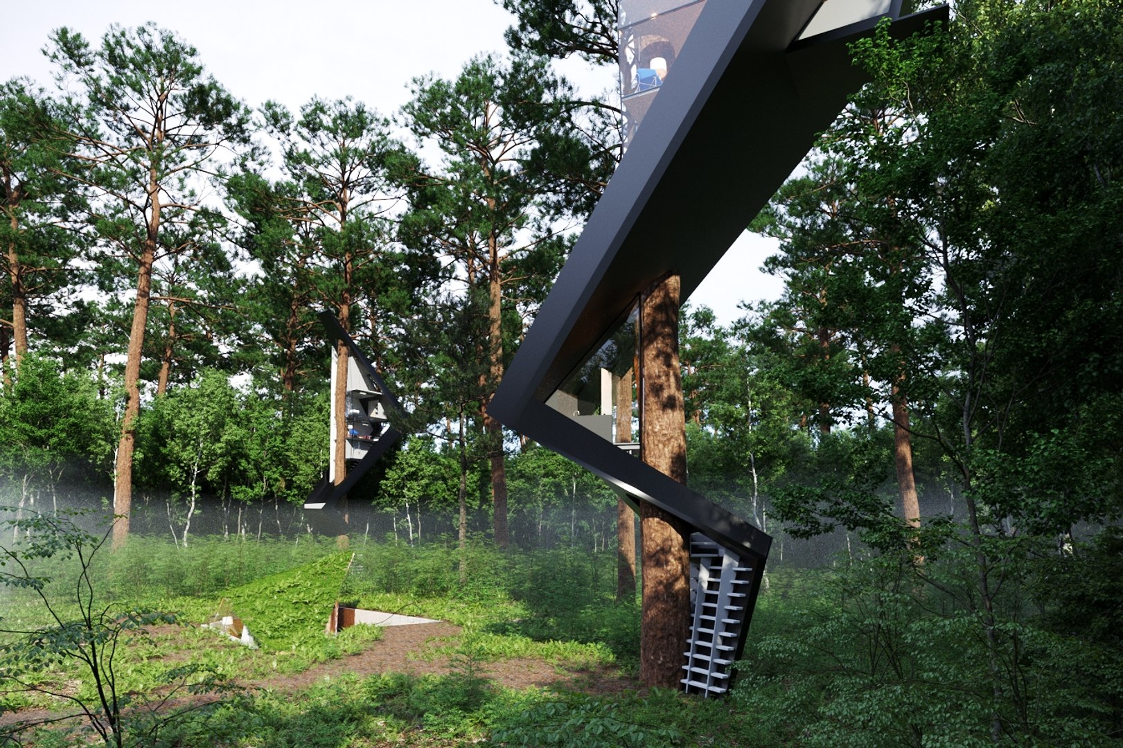 Treehouse In The Forest Jungle 4k Vid Full Project Presentation 3D ...