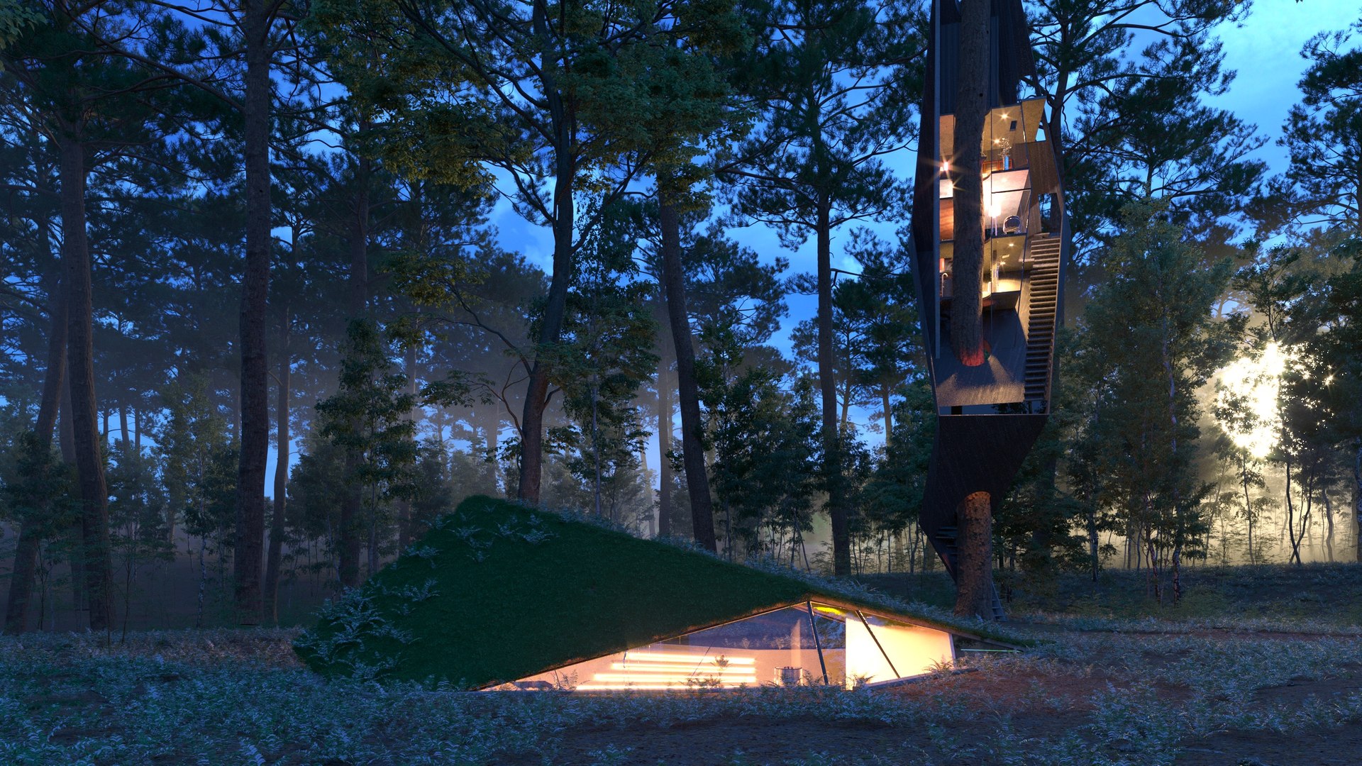 Treehouse In The Forest Jungle 4k Vid Full Project Presentation 3D ...