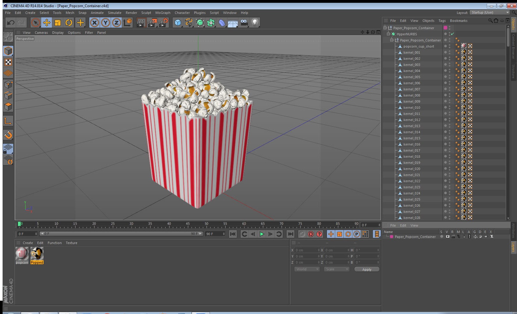 Paper popcorn container popped 3D model - TurboSquid 1410123