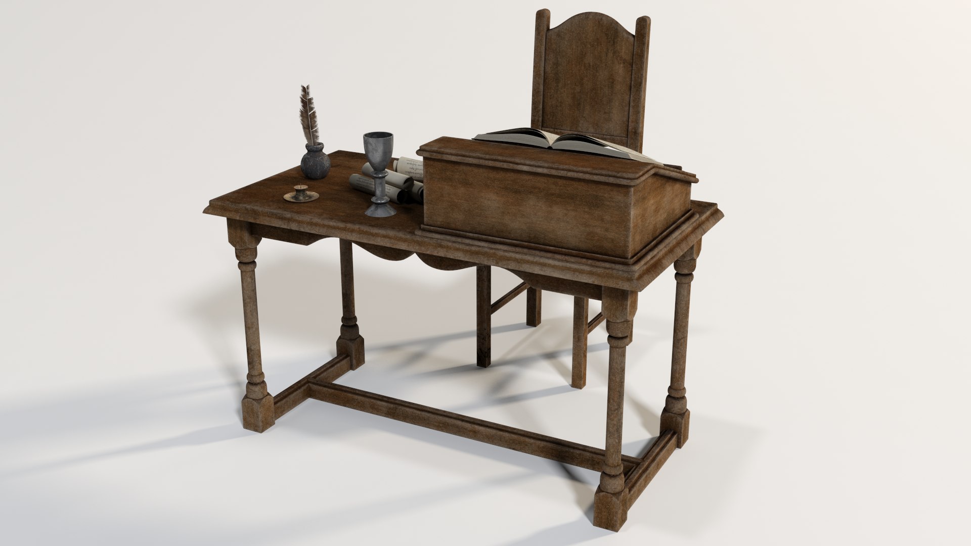 Medieval Writing Table 3D - TurboSquid 1980500