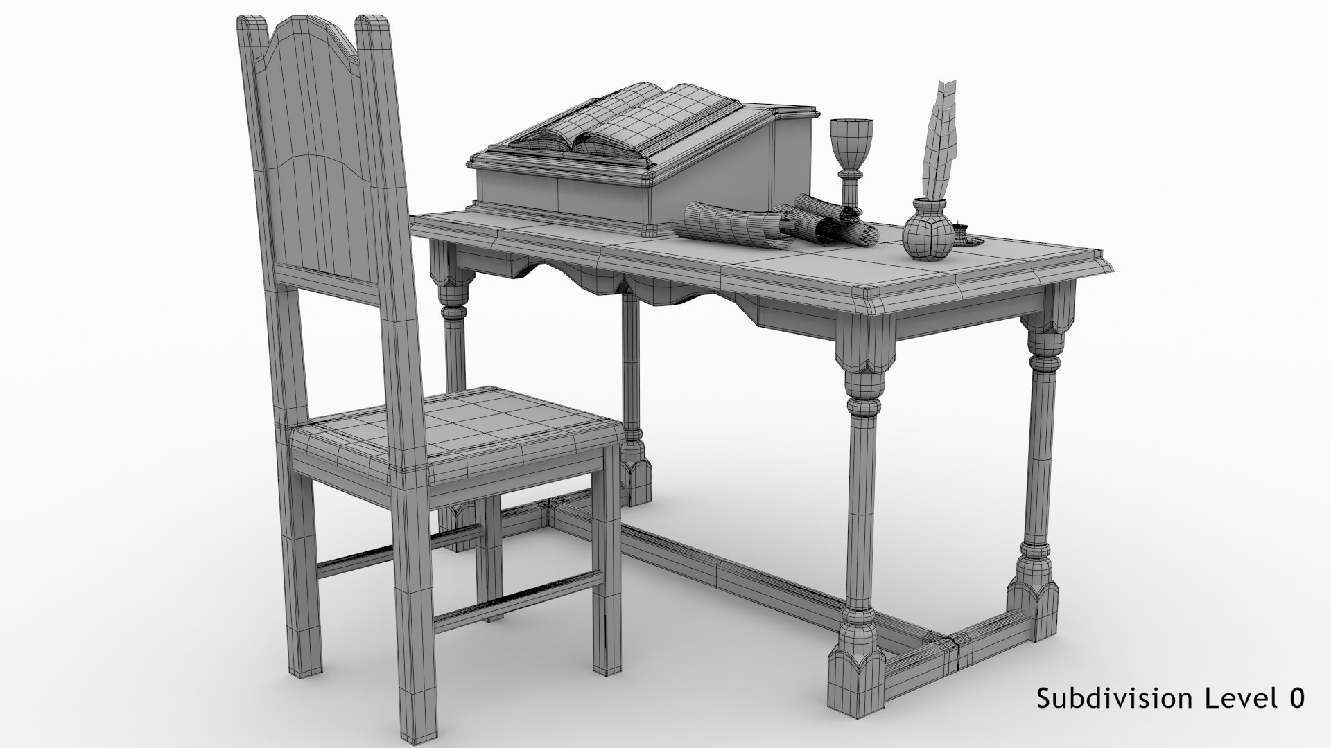 Medieval Writing Table 3D - TurboSquid 1980500