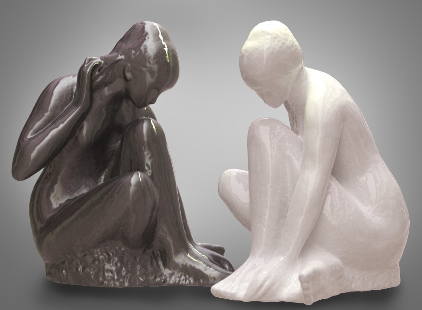 Sitting Girl Statue Resolution 3d Obj