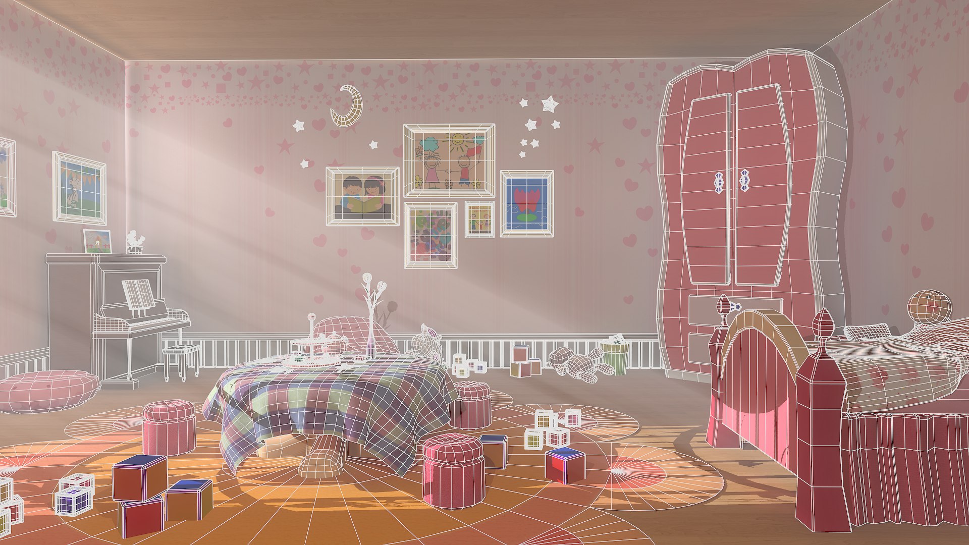 3D Bedroom 03 Cartoon - - TurboSquid 1387291